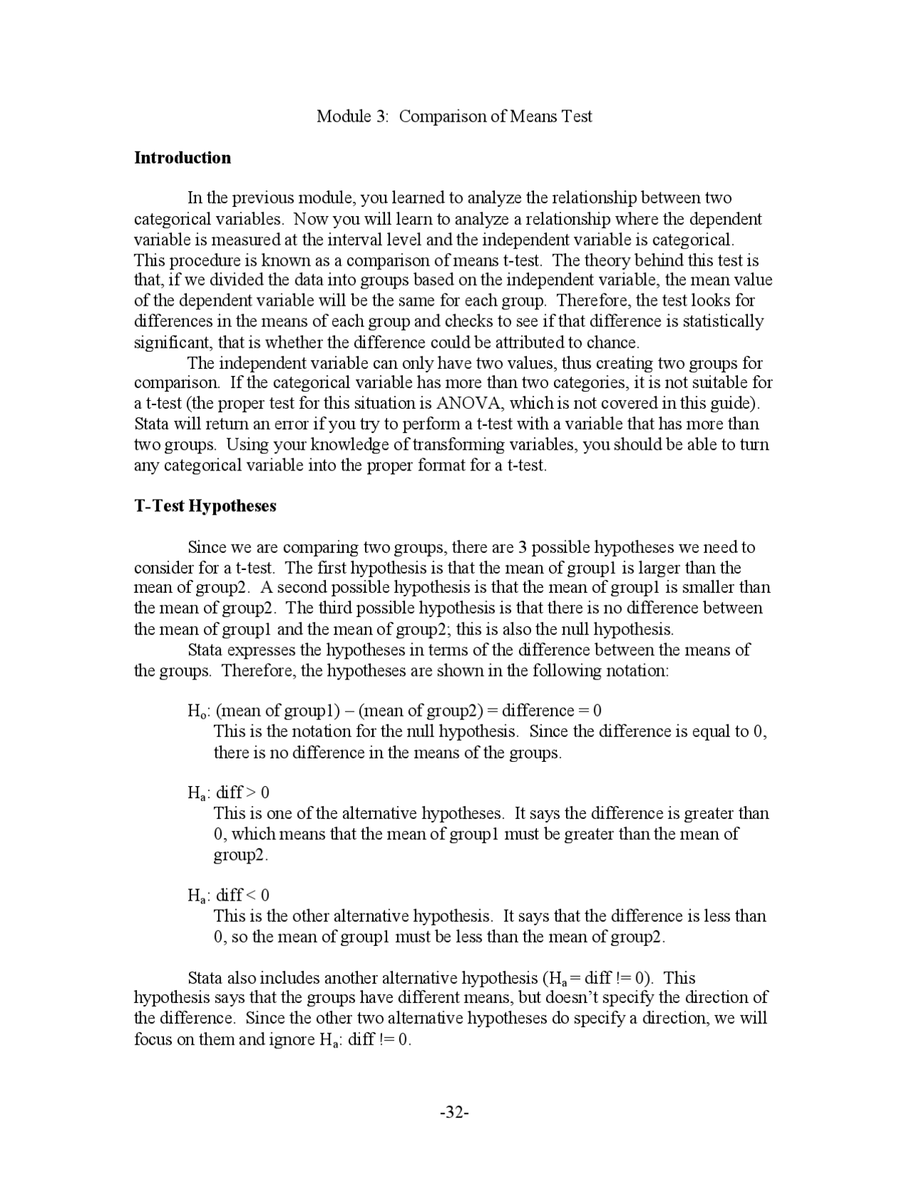 Module 3: Comparison of Means Test | POL 242 - Docsity