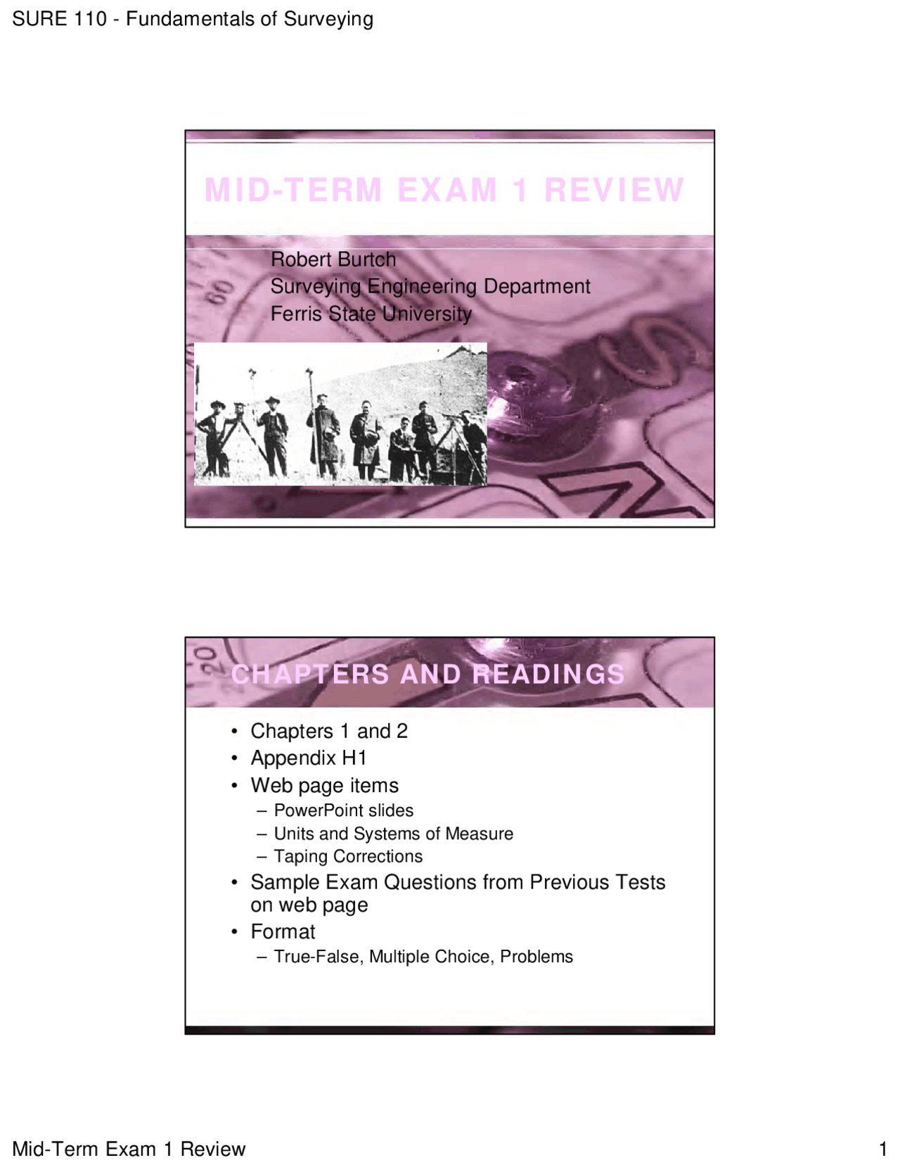 Basics Of Surveying And Distance Measurement Midterm Review Sure