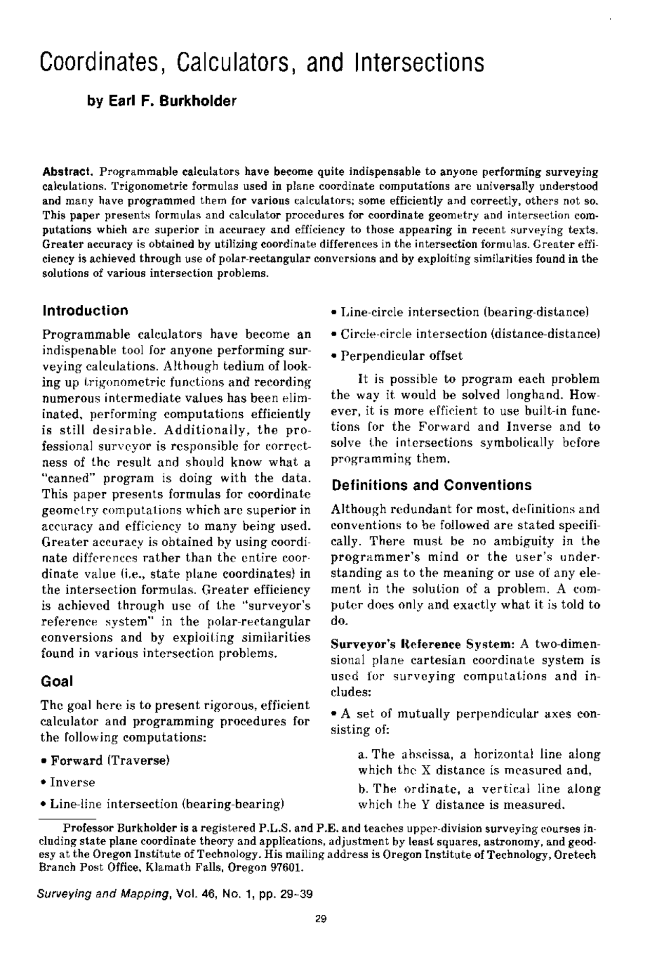 Coordinates, Calculators and Intersection - Handout | SURE 215 - Docsity
