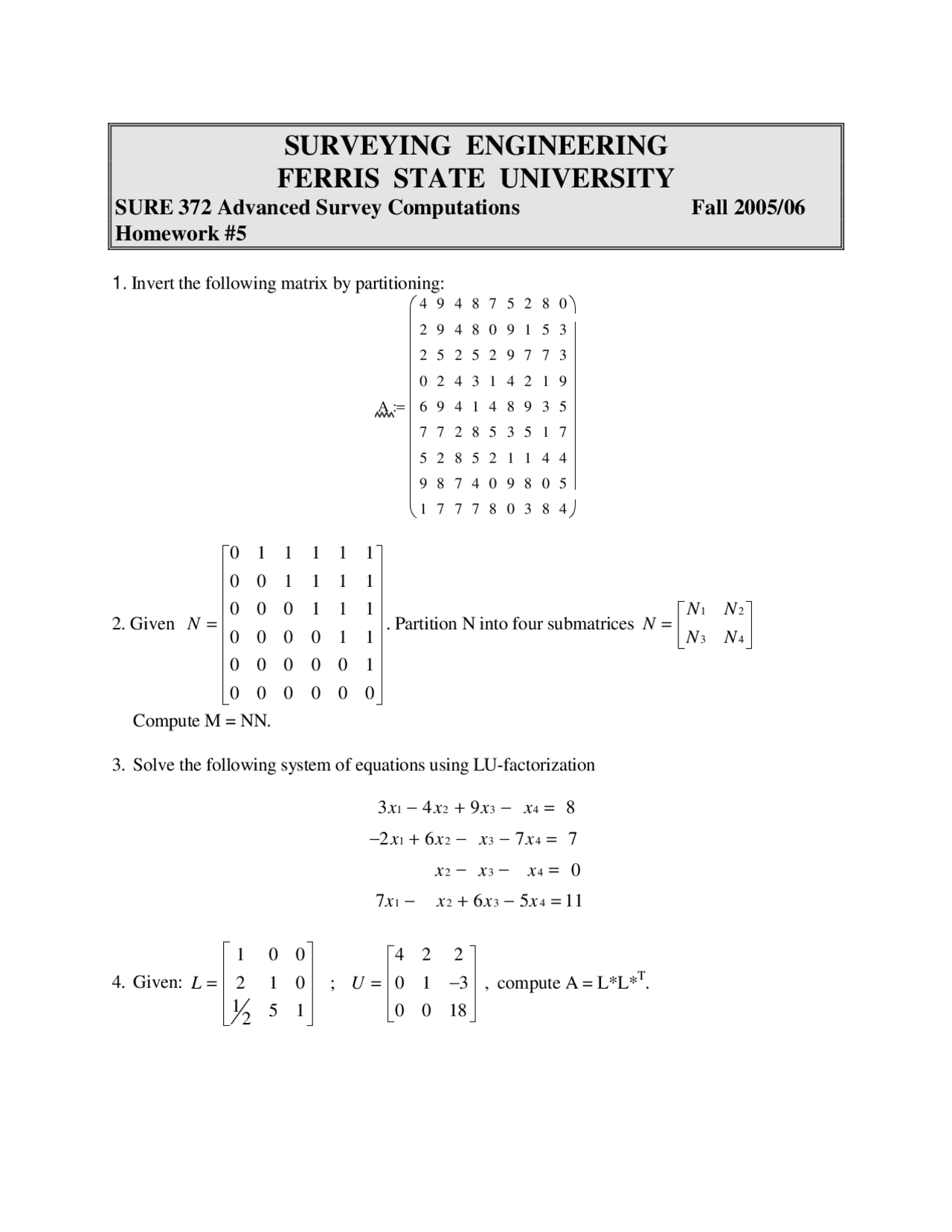 Homework 5 Questions Advanced Survey Computations Sure 372 Docsity