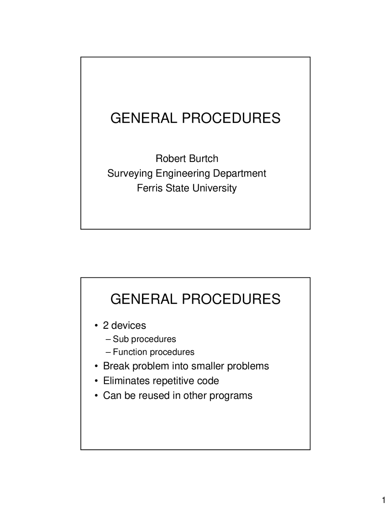 General Procedures - Lecture Slides | SURE 272 - Docsity