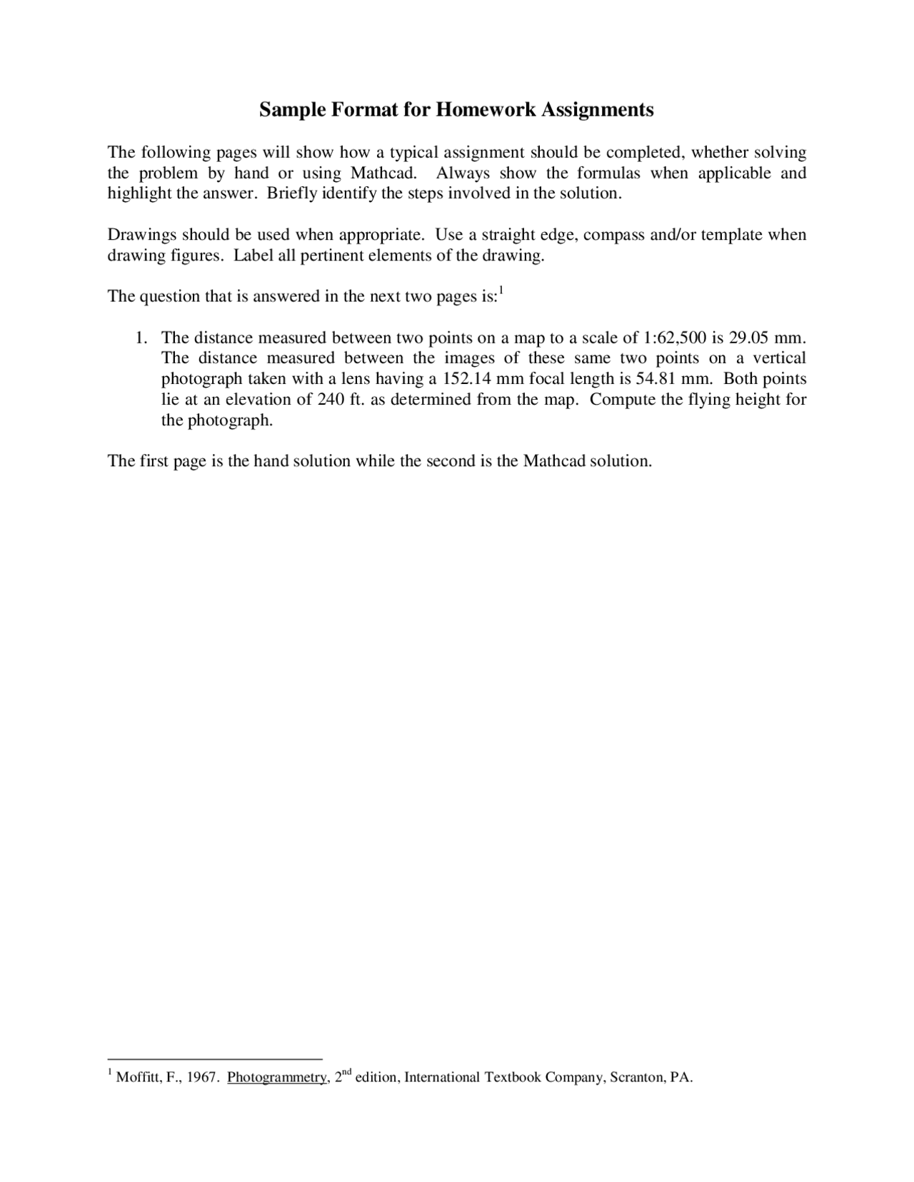 Resolution For Homework Photogrammetry Sure 340 Docsity