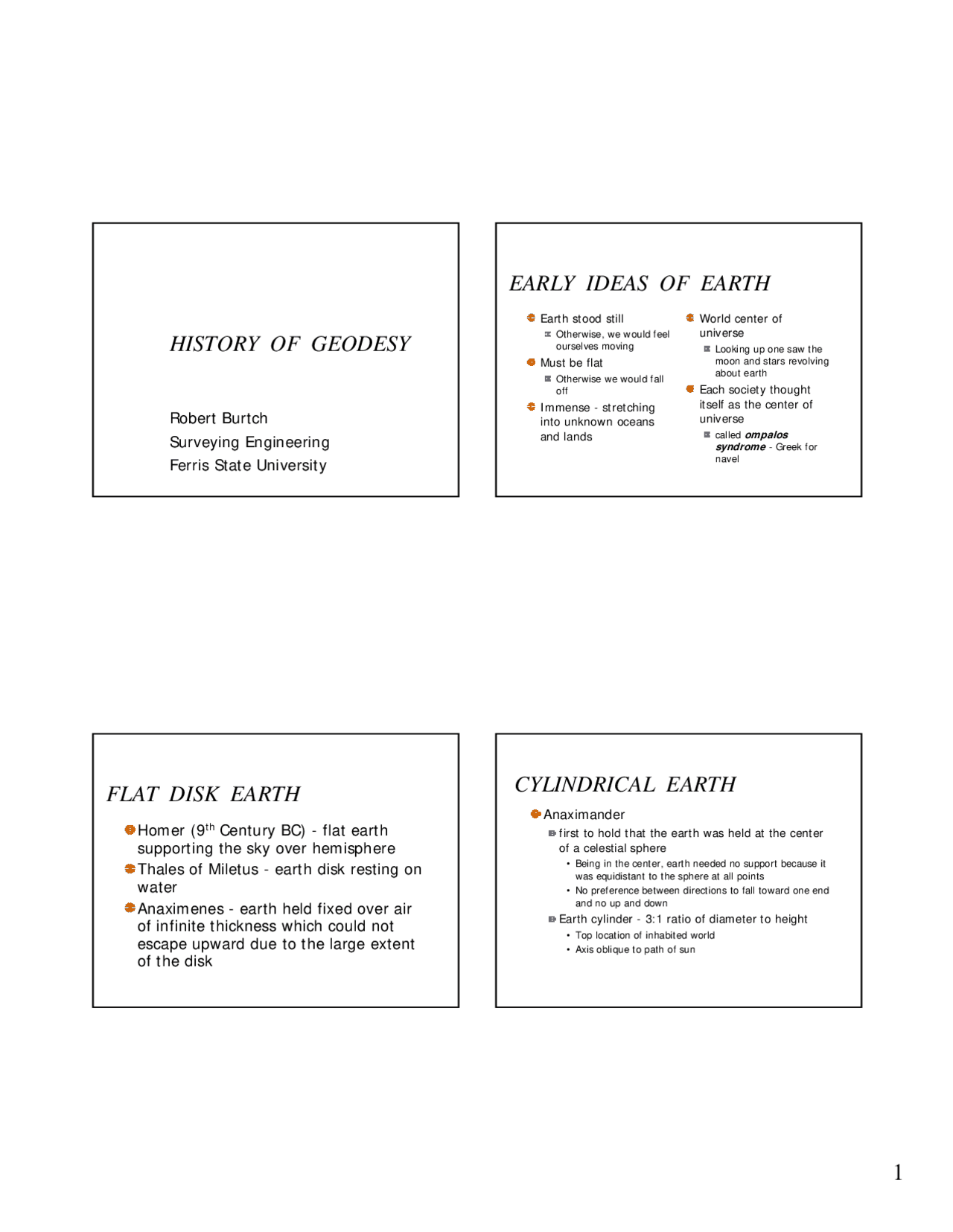 Lecture Slides On History Of Geodesy Sure 452 Docsity