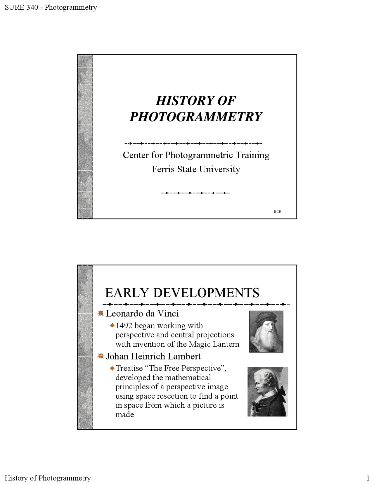 An History of Photogrammetry in Programming Center | SURE 340 | Study ...