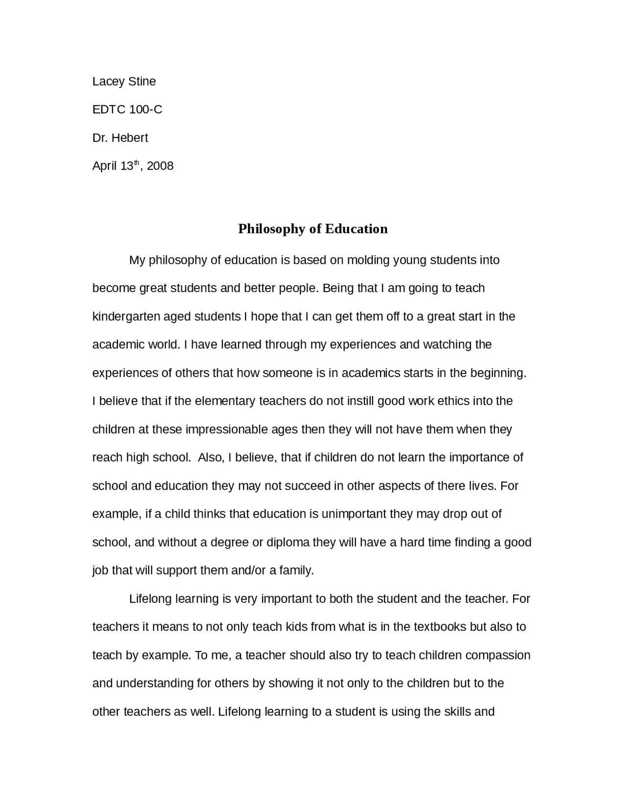 Assignment For Introduction To Technology In Education Edtc 100 Docsity