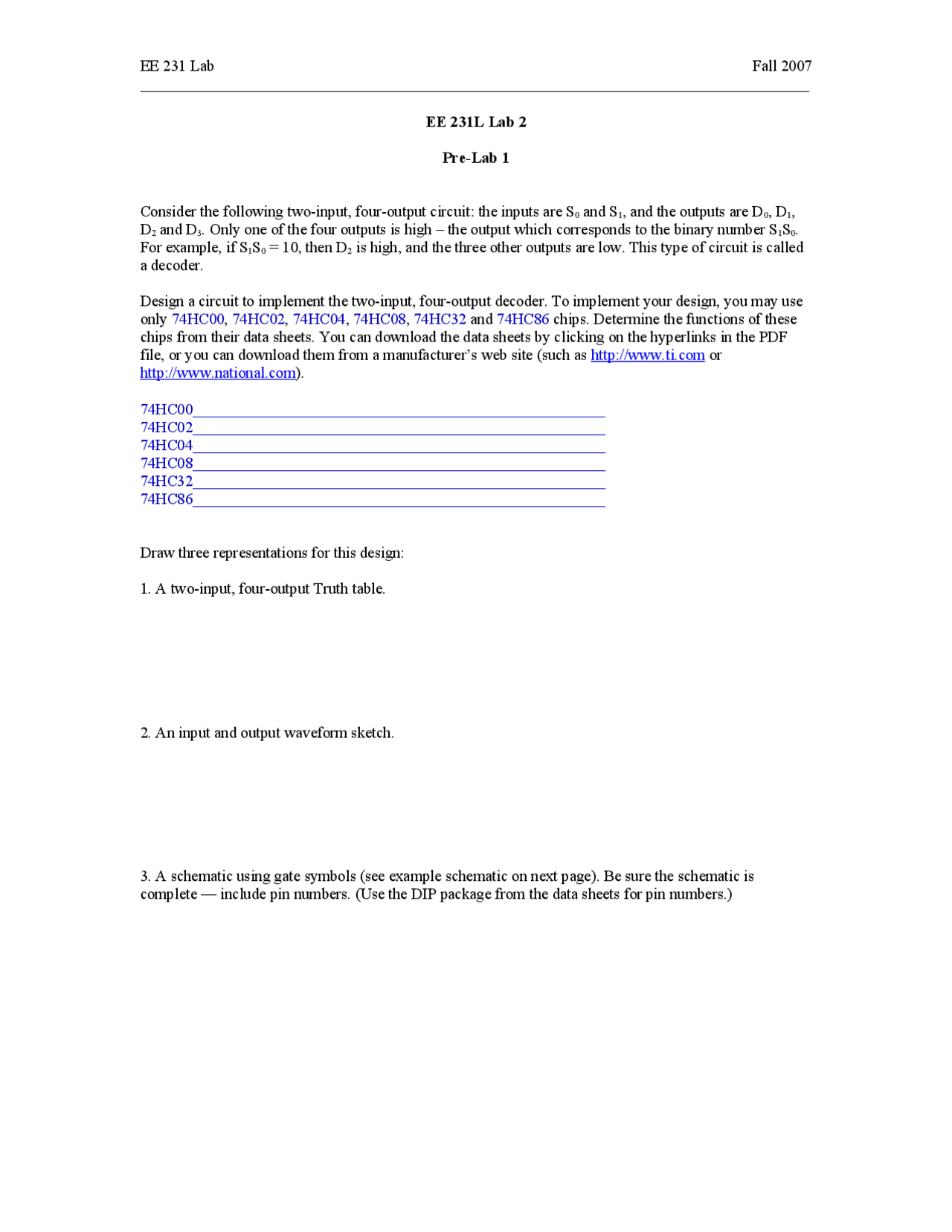 Pre Lab on Digital Electronics - Manual | EE 231L - Docsity