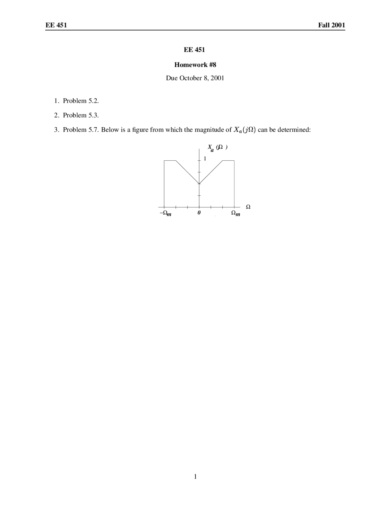 Homework 8 with 3 Problems - Digital Signal Processing | EE 451 - Docsity