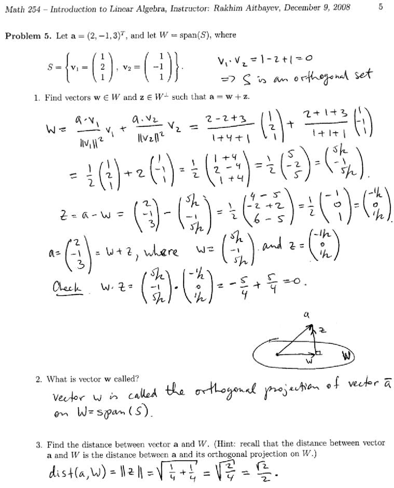 Exam 3 with Answers - Introduction to Applied Linear Algebra | MATH 254 - Docsity