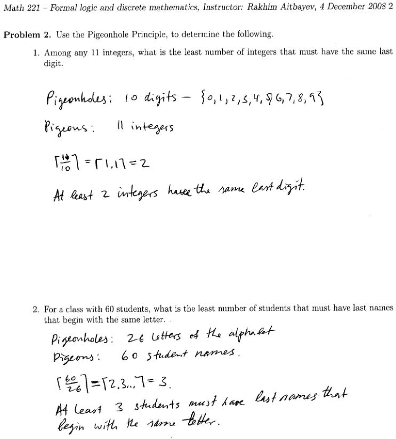 2 Solved Problems Exam 3 Formal Logic And Discrete Mathematics Math 221 Docsity