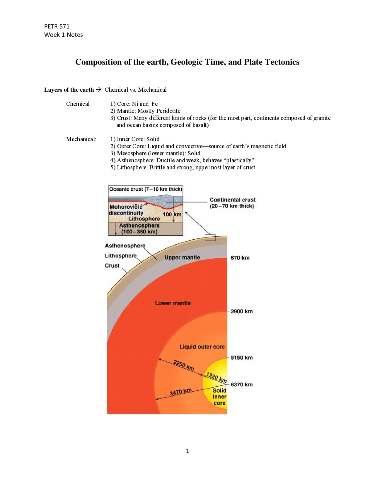 Composition of Earth, Geological Time and Plate Tectonics | PETR 571 - Docsity