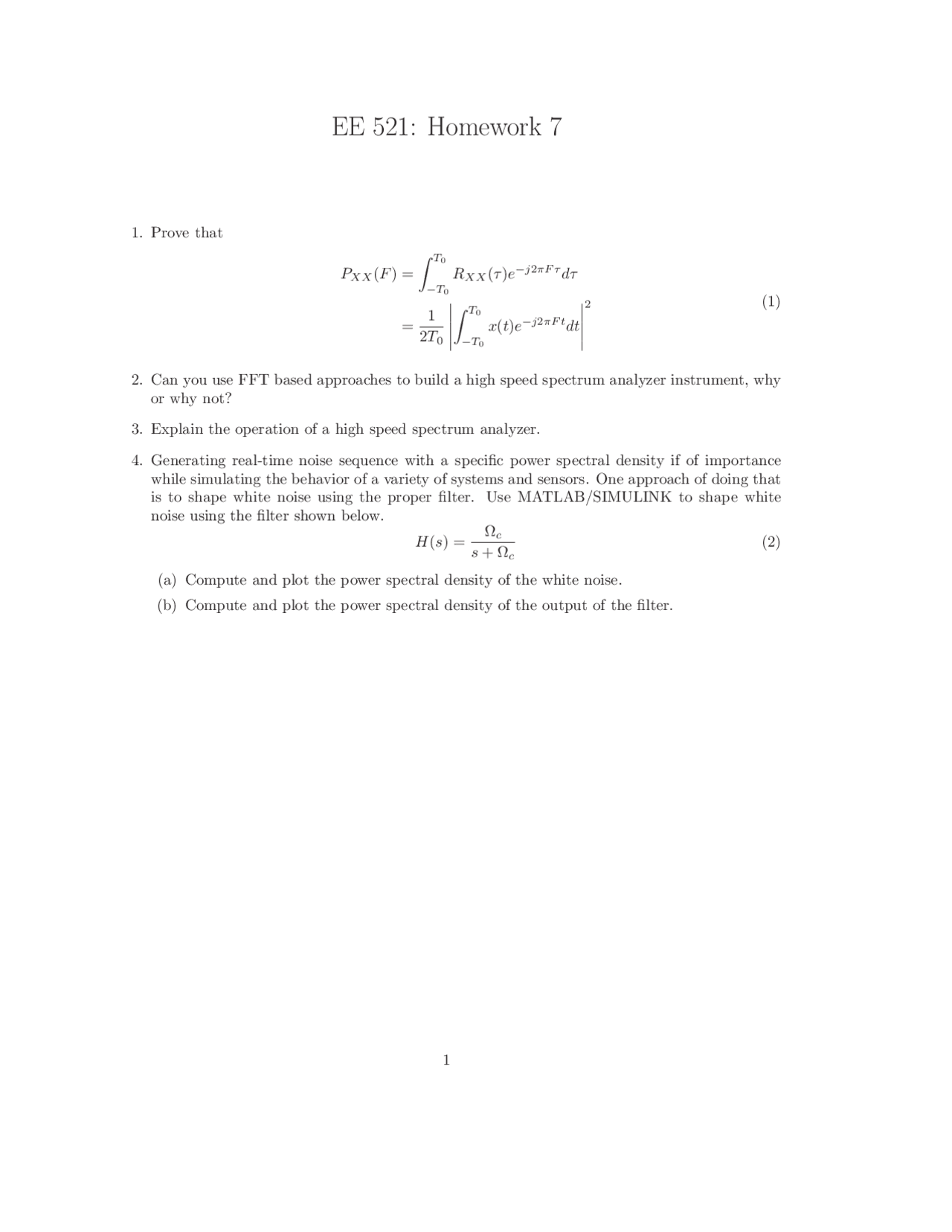 Measurement And Instrumentation Homework 7 Questions Ee 521 Docsity
