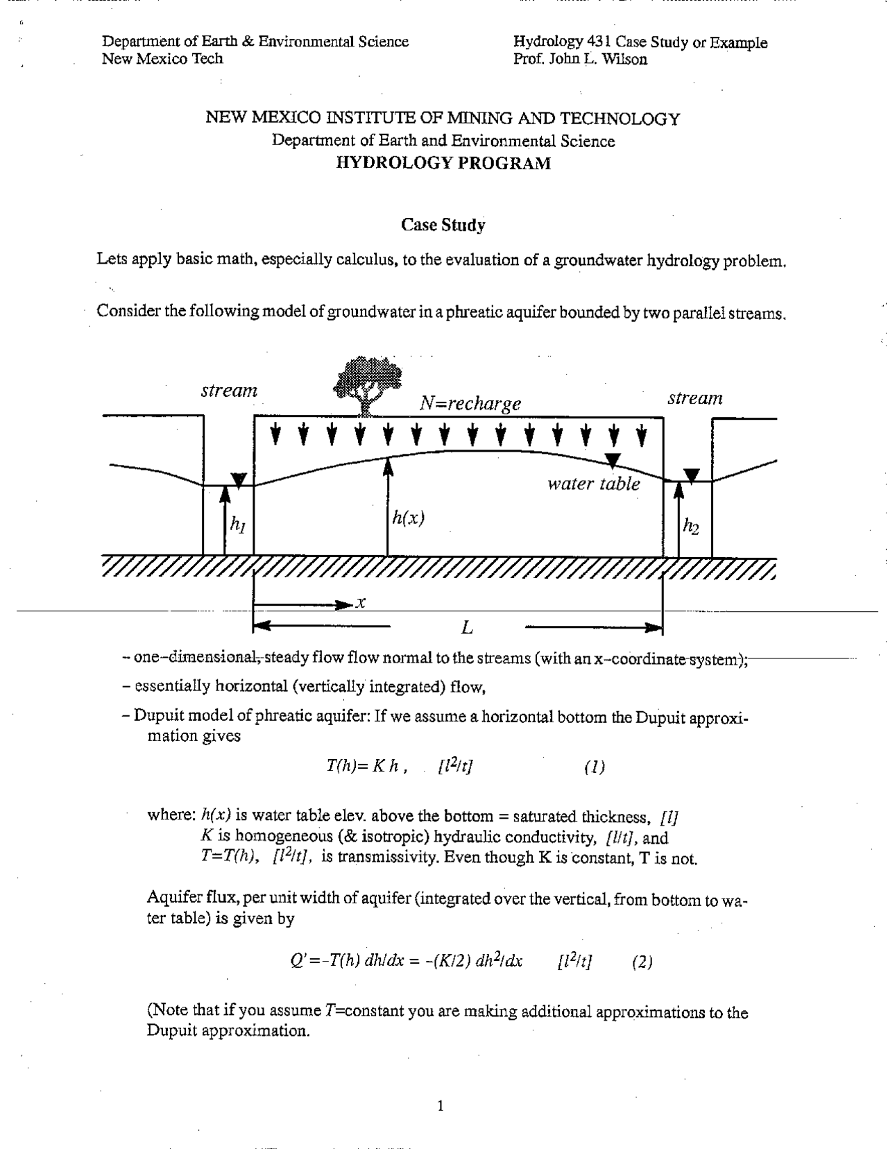 Hydrology Program - Case Study or Examples | HYD 510 - Docsity