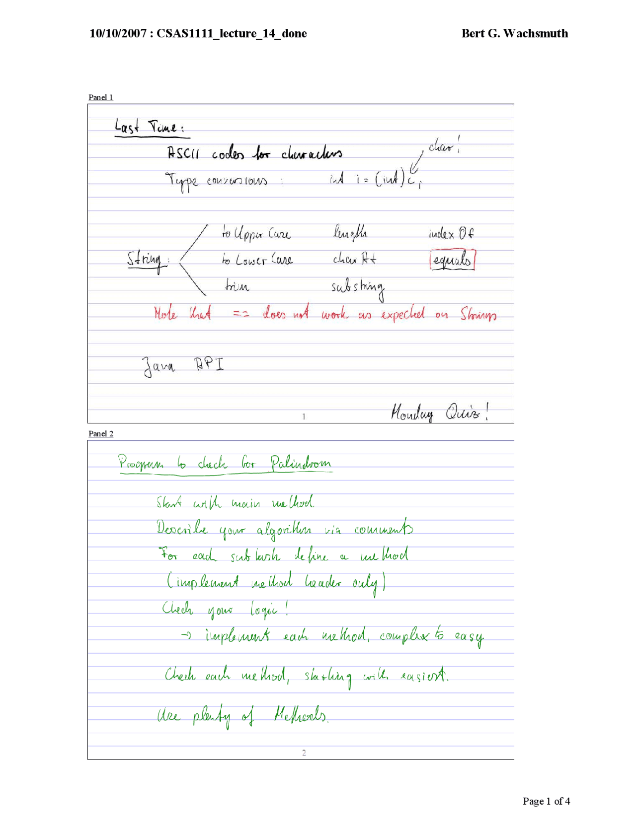 Handwritten Notes On Ascii Codes For Characters Csas 1111 Docsity