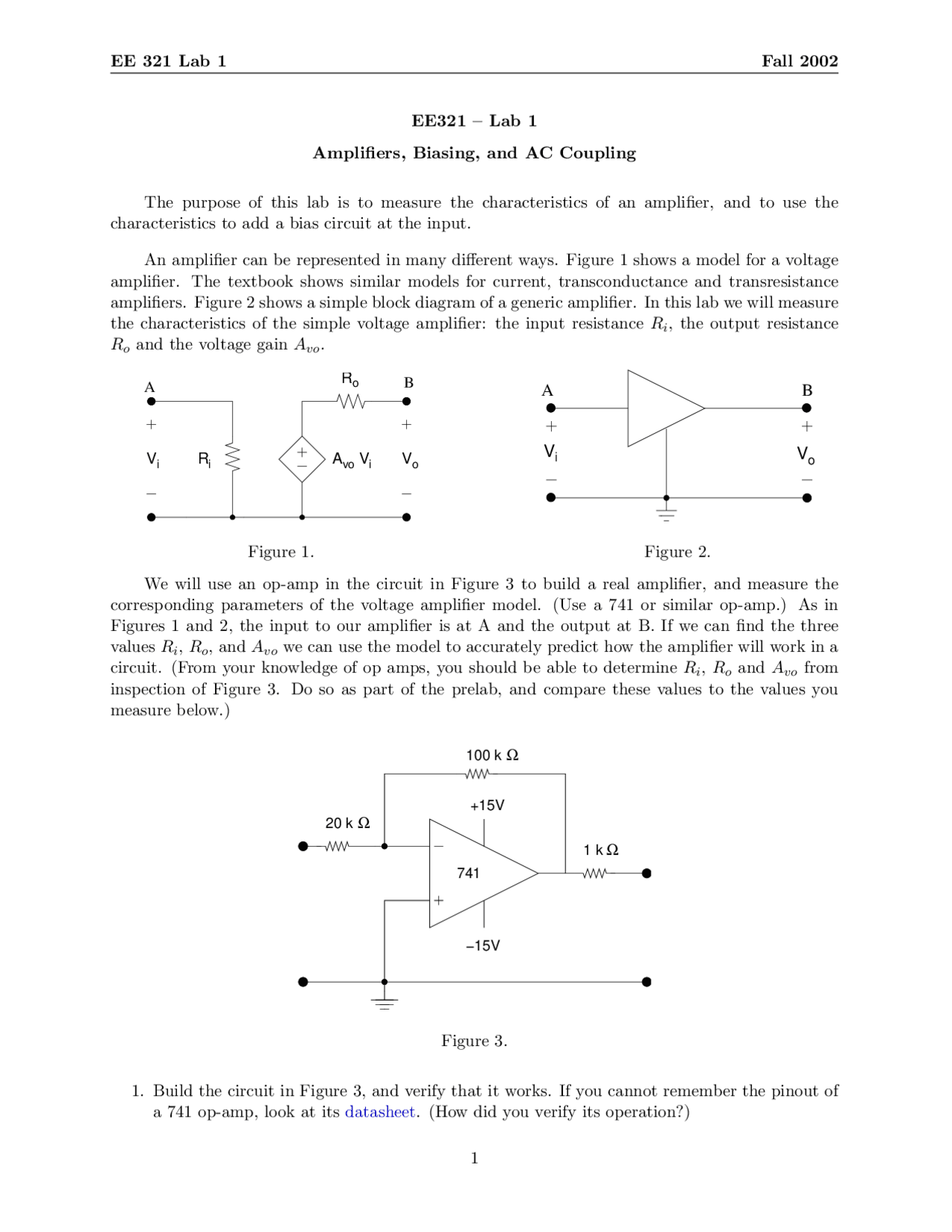 Amplifiers Biasing And Ac Coupling Laboratory 1 Ee 321 Docsity