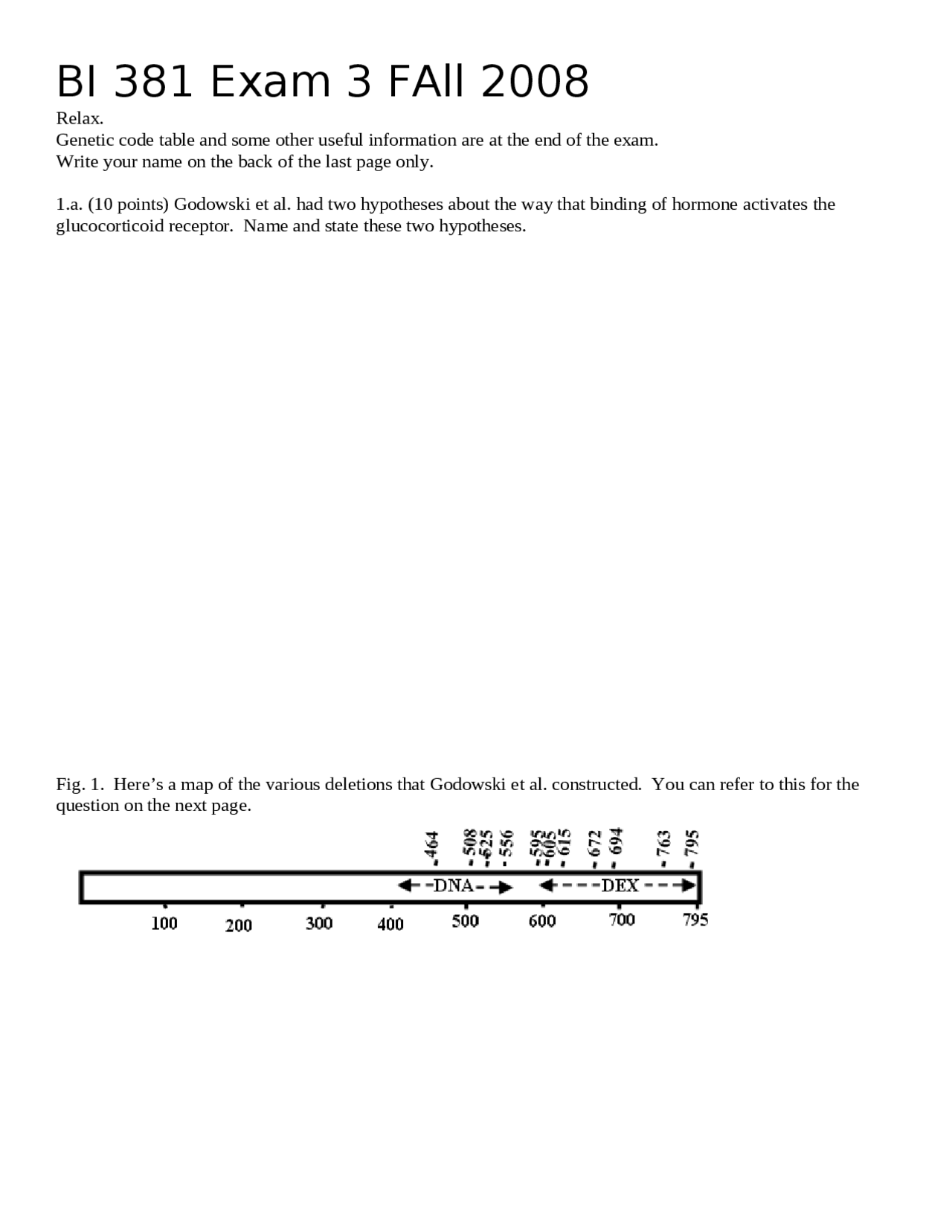 Exam 3 Problems Molecular Genetics Bi 381 Docsity