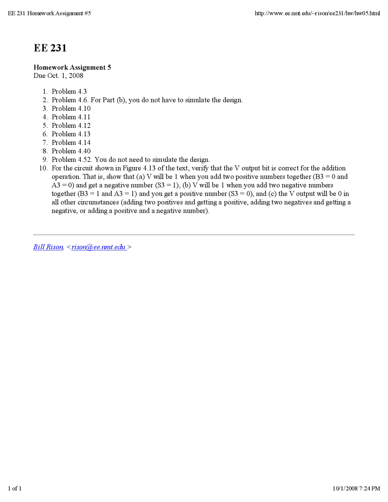 Assignment 5 Solved Digital Electronics Ee 231 Docsity