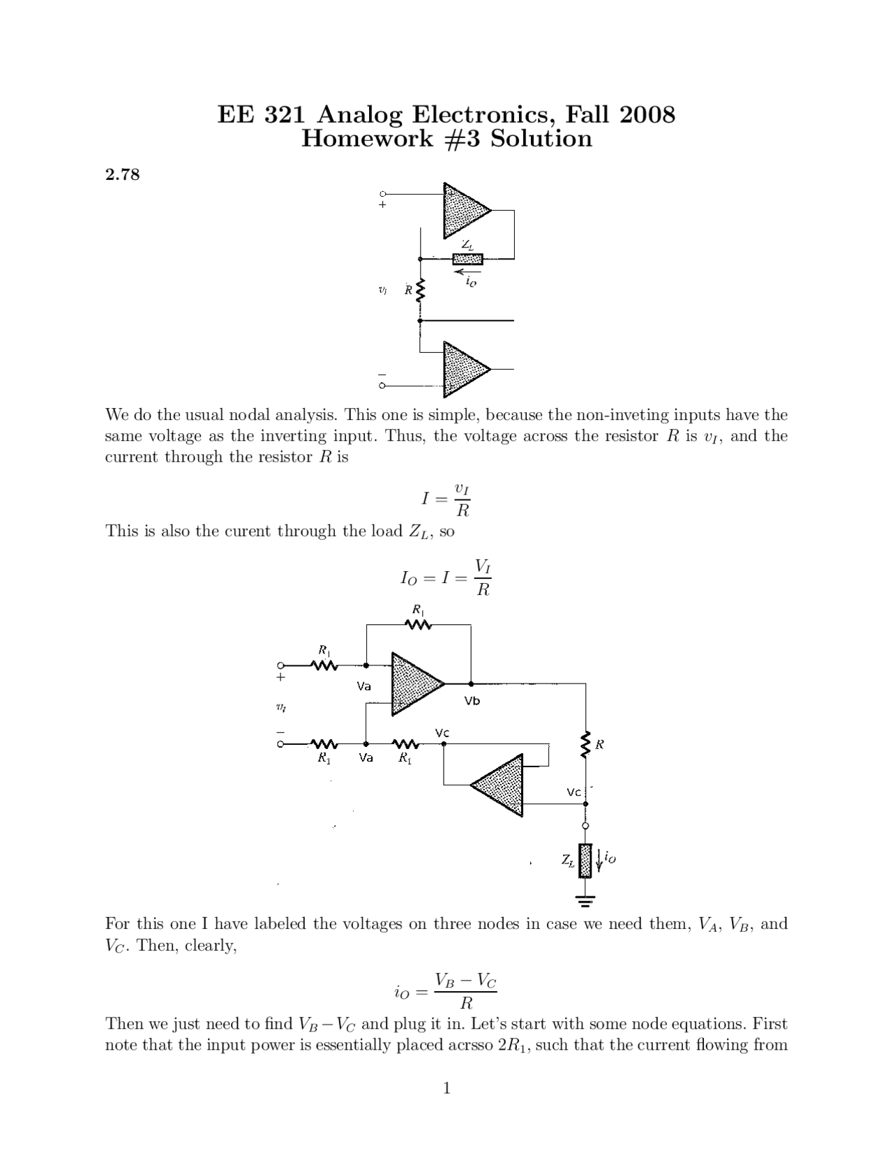 Solutions To Homework 3 Analog Electronics Ee 321 Docsity