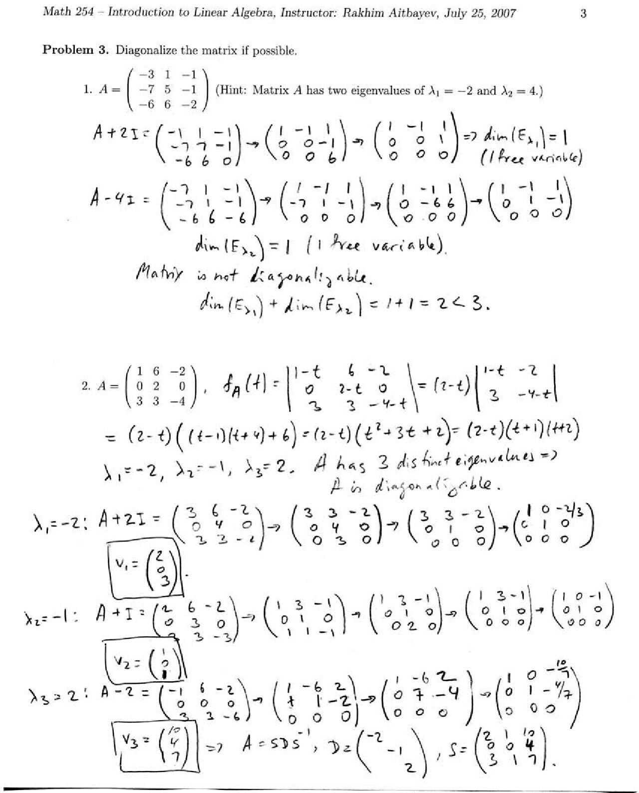 Introduction To Applied Linear Algebra Solved Problem 3 Math 254