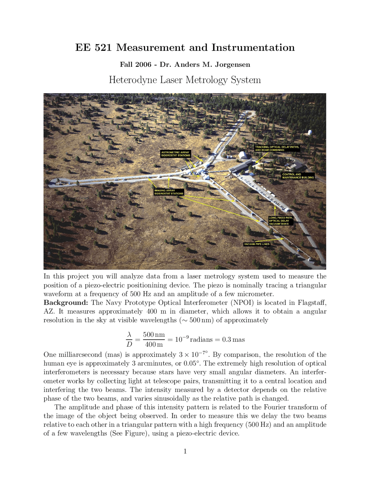 Heterodyne Laser Metrology System Project Ee 521 Docsity