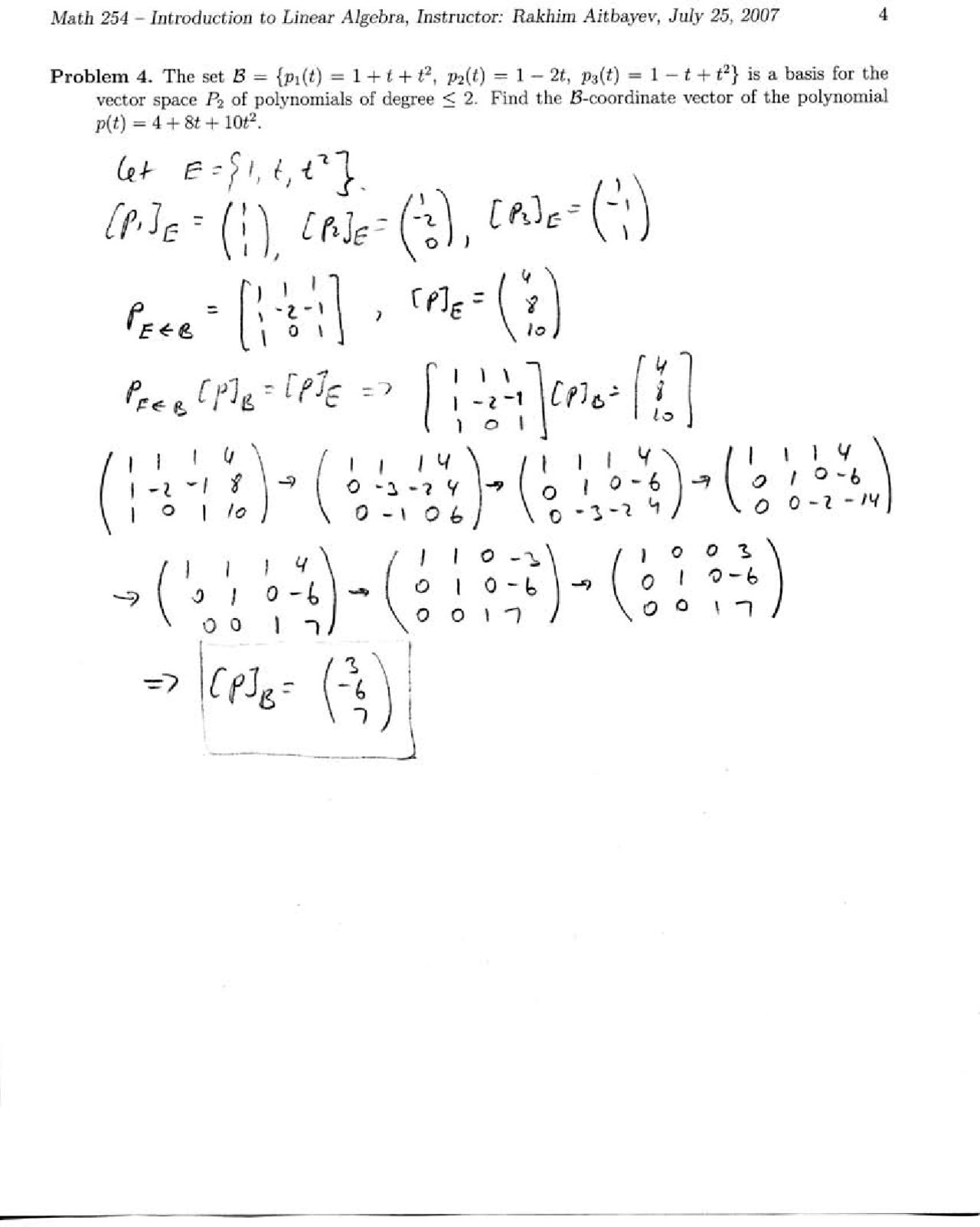 Assignment Problem Ii Answers Introduction To Linear Algebra Math