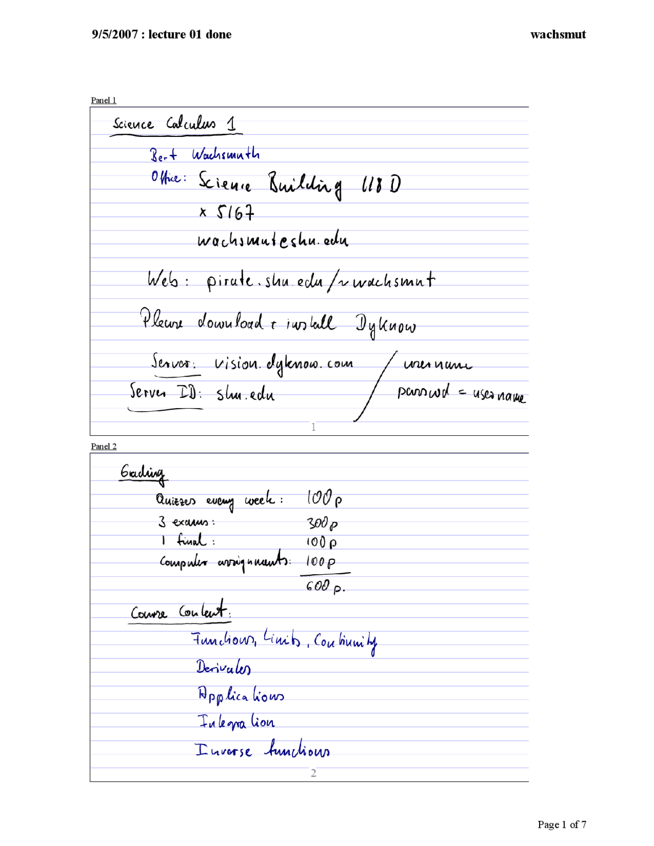 Handwritten Notes On Science Calculus 1 Math 1401 Docsity