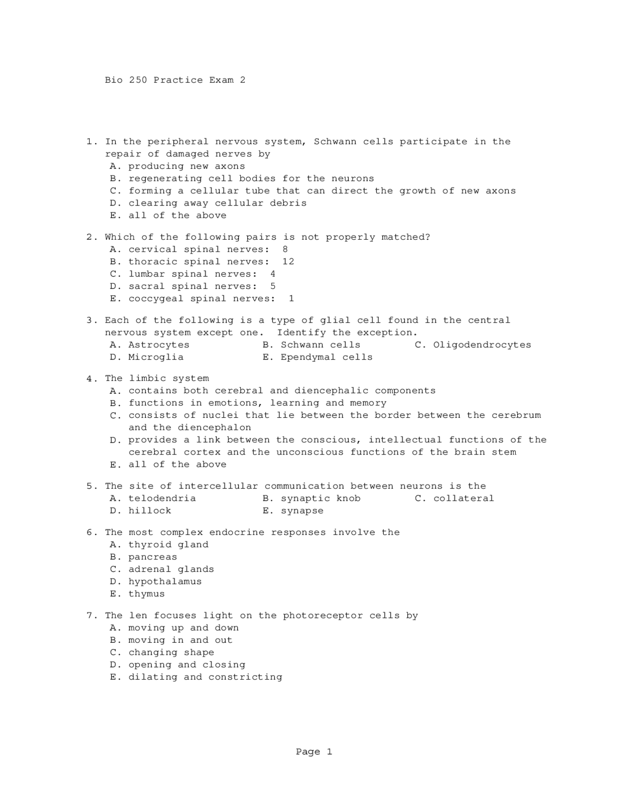 40 Questions On Anatomy And Physiology Practice Exam 2 BIO 250 40-questions-on-anatomy-and-physiology-practice-exam-2-bio-250