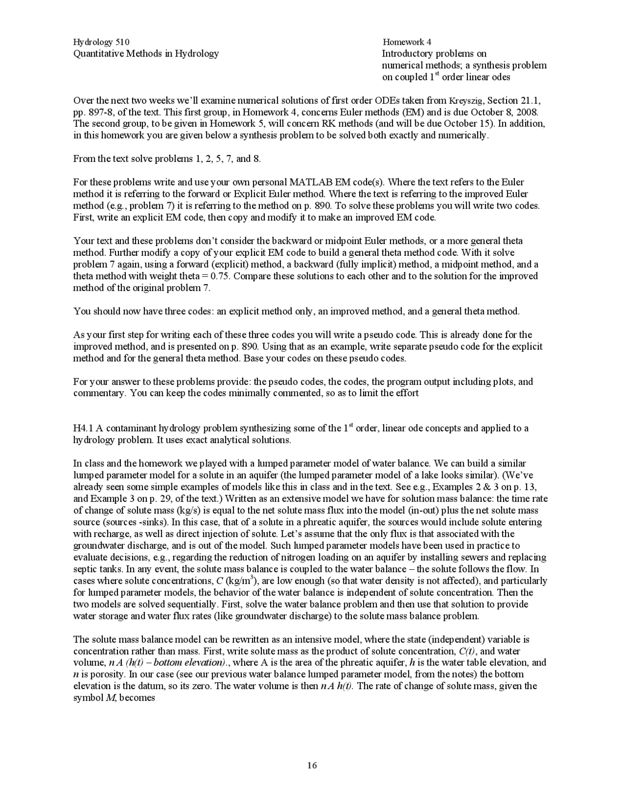 Introductory Problems On Numerical Methods Synthesis Problem