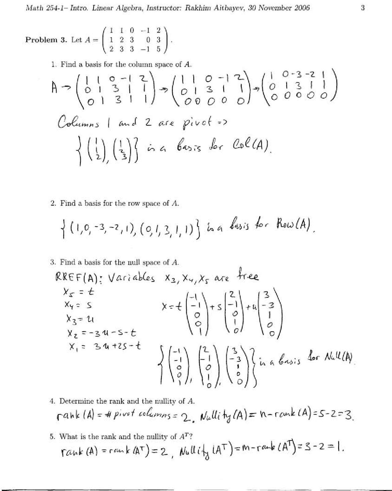 Introduction To Applied Linear Algebra Solved Questions Math 254