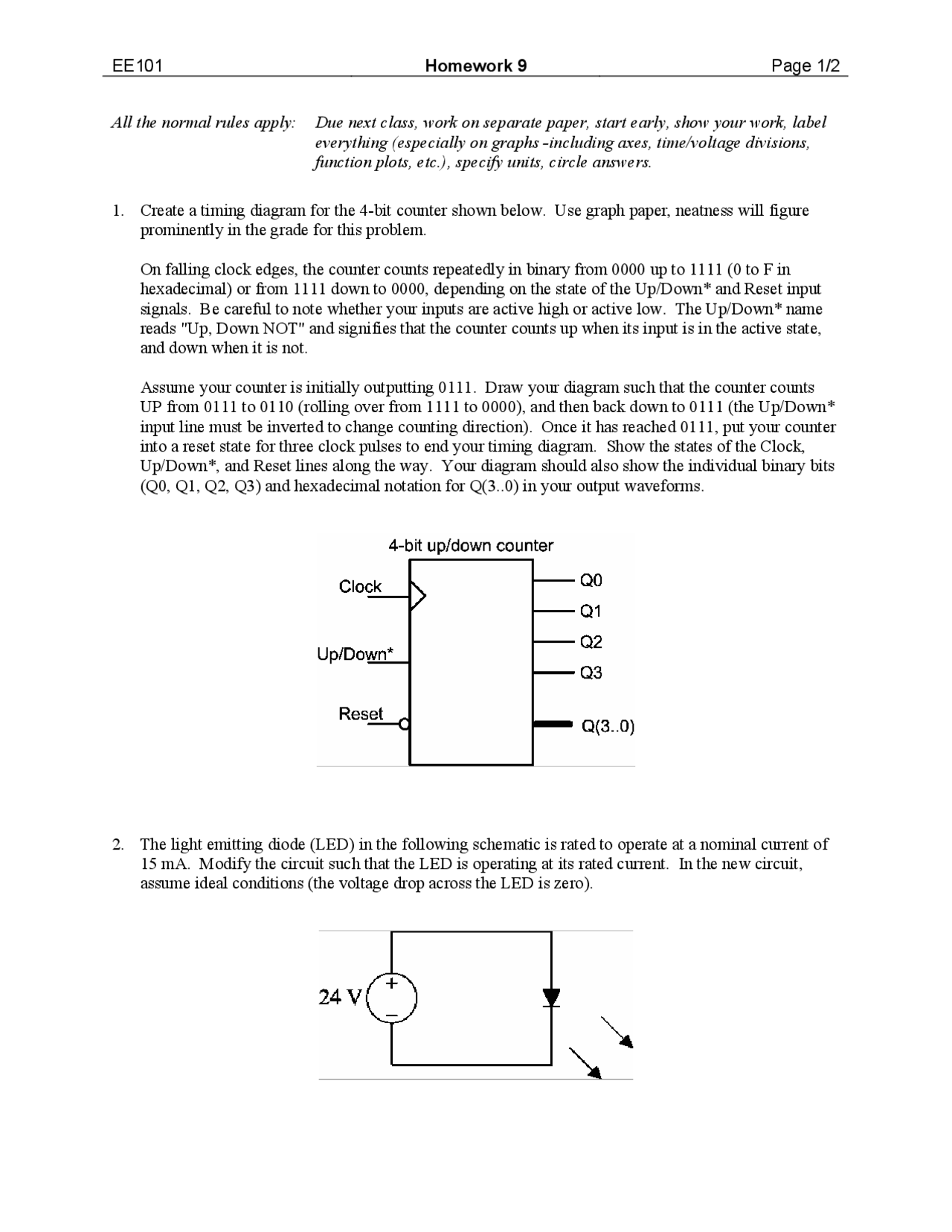Introduction to Electrical Engineering - Homework #9 | EE 101 - Docsity