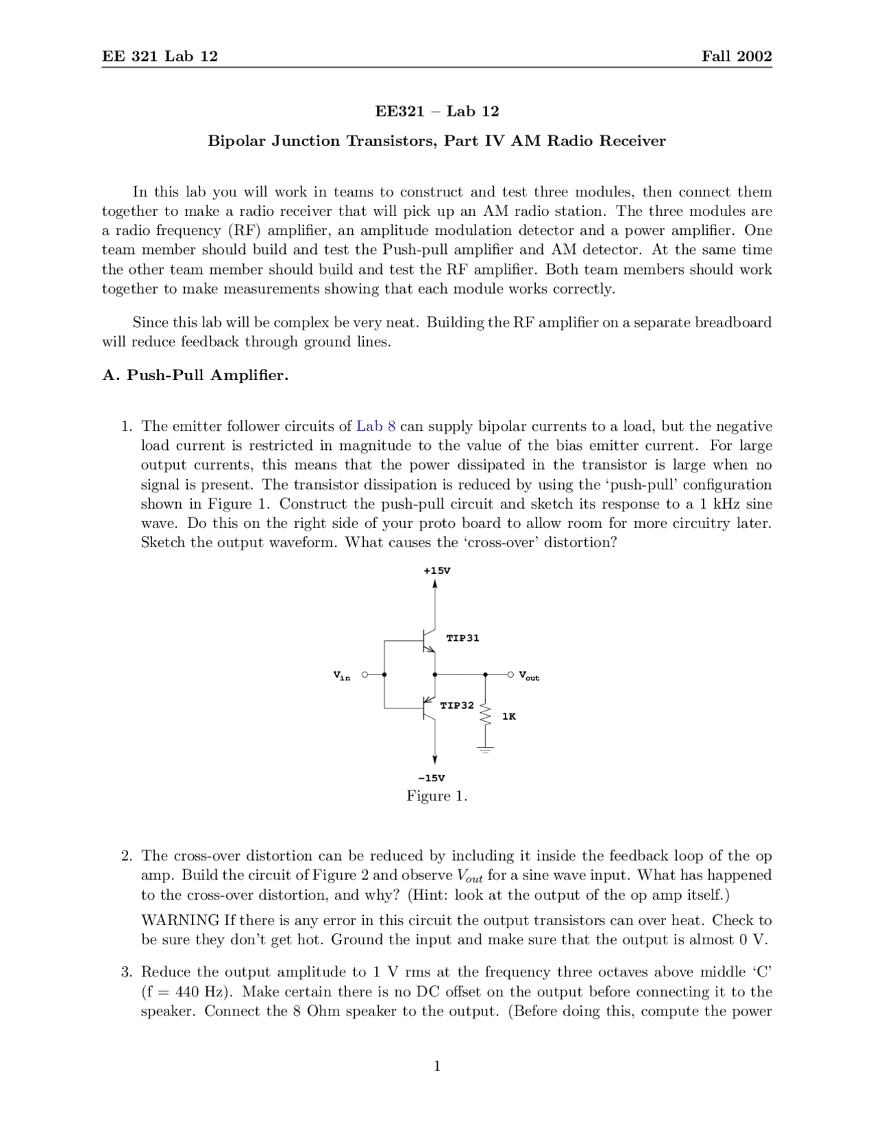 Bipolar Junction Transistors Part Iv Am Radio Receiver Lab 12 Ee