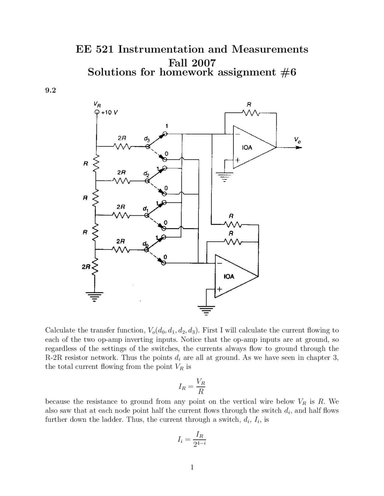 Measurement And Instrumentation Solutions To Homework 6 Ee 521