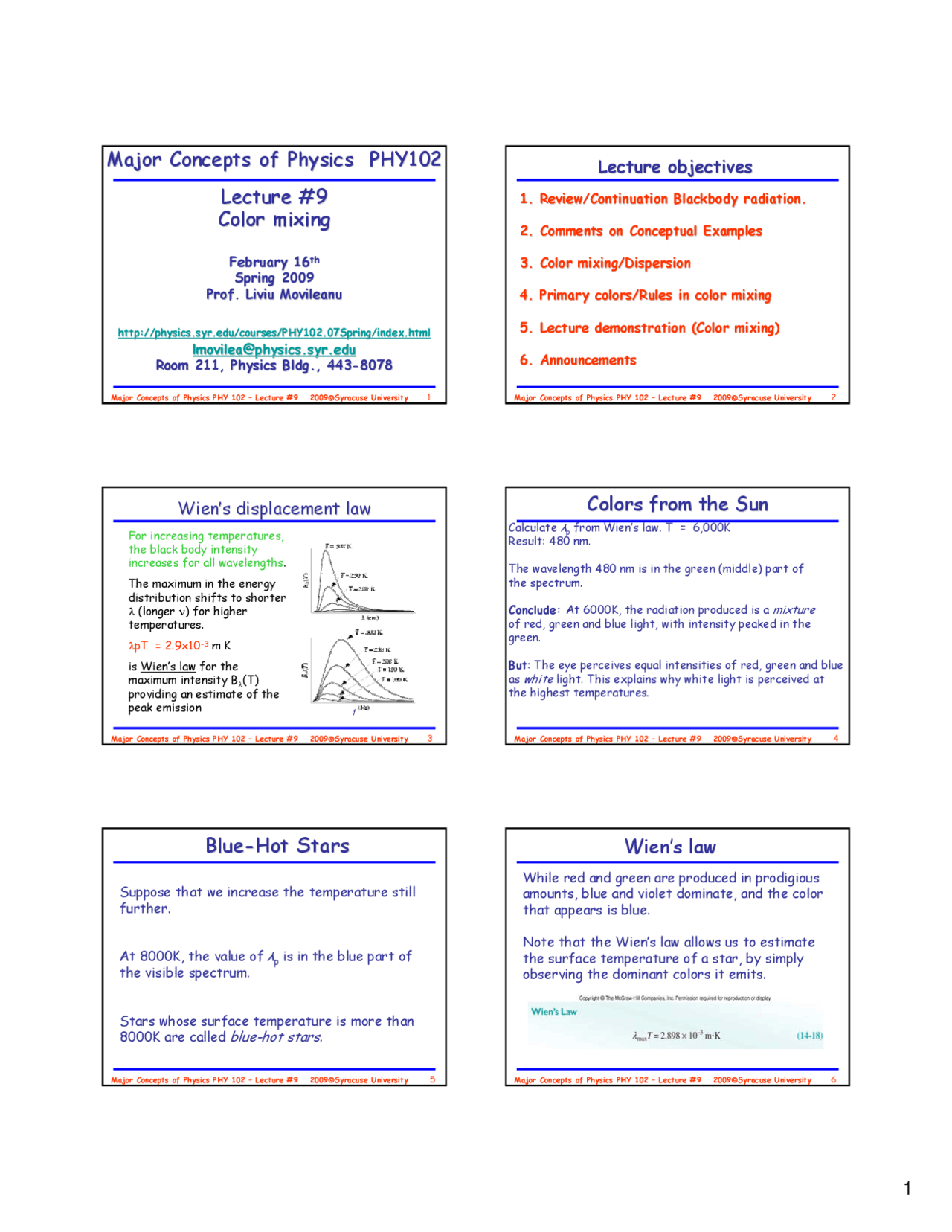 Color Mixing Major Concepts Of Physics Ii Lecture Slides Phy 102