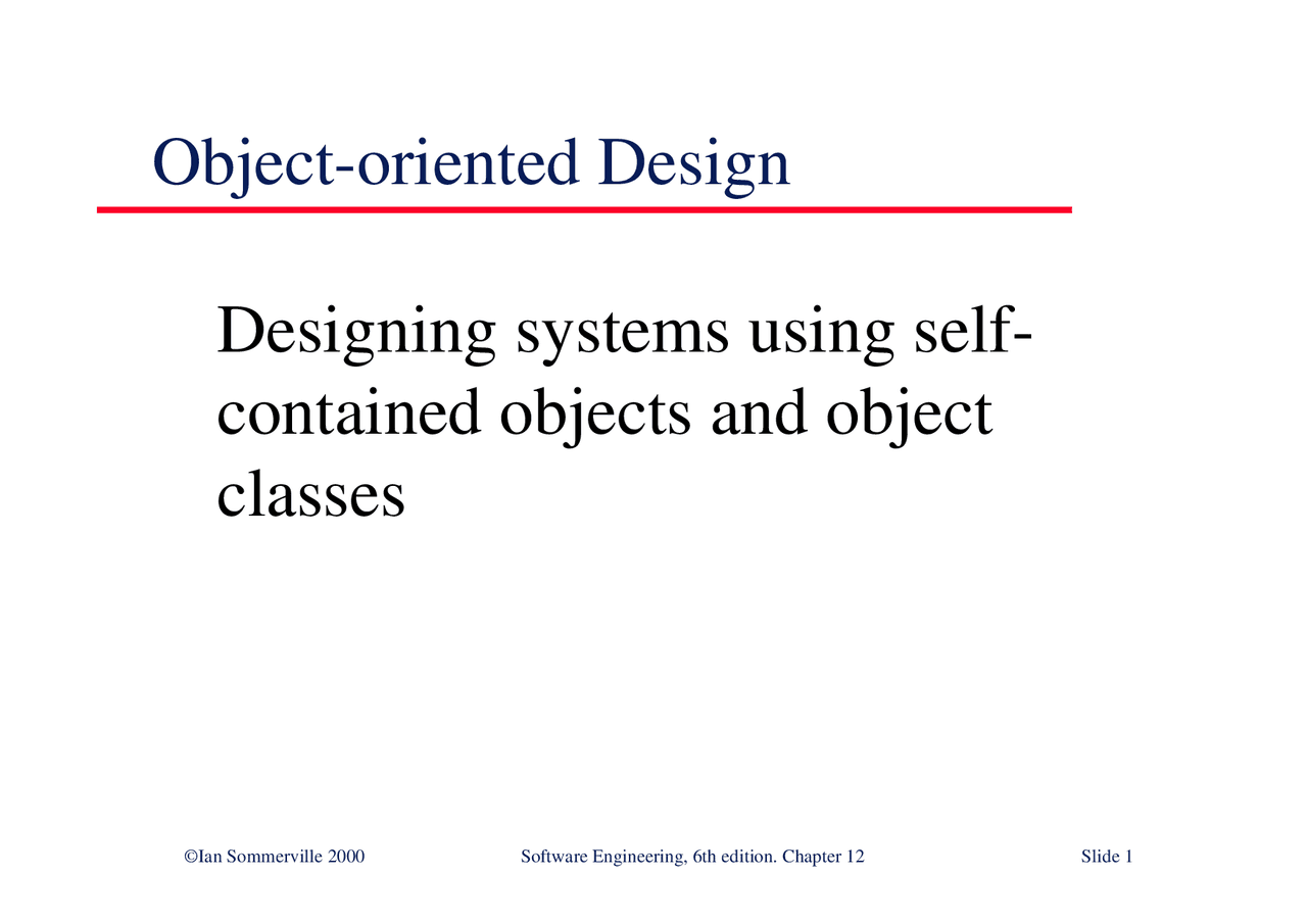 Object Oriented Design Lecture Slides Cs 389 Docsity