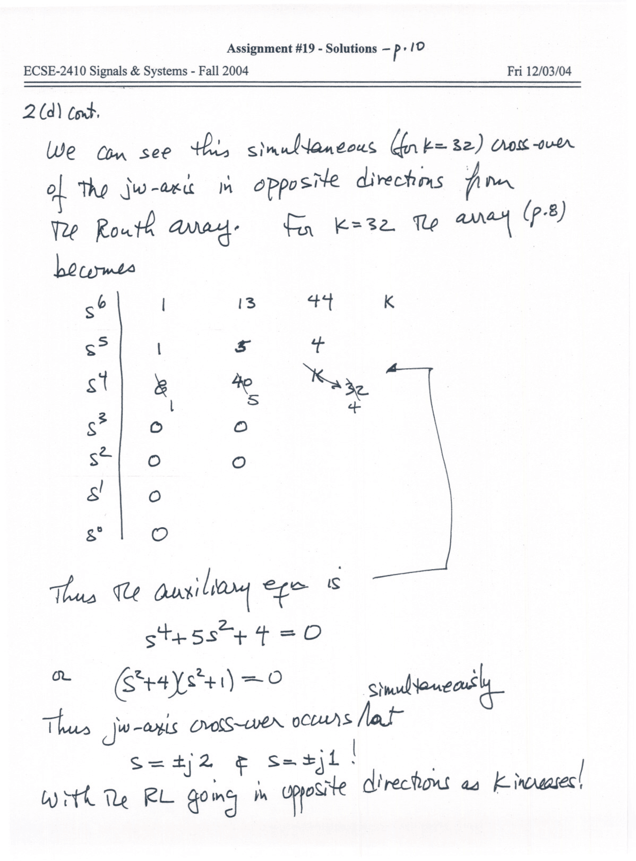 Assignment 19 Solutions Signals And Systems Ecse 2410 Docsity