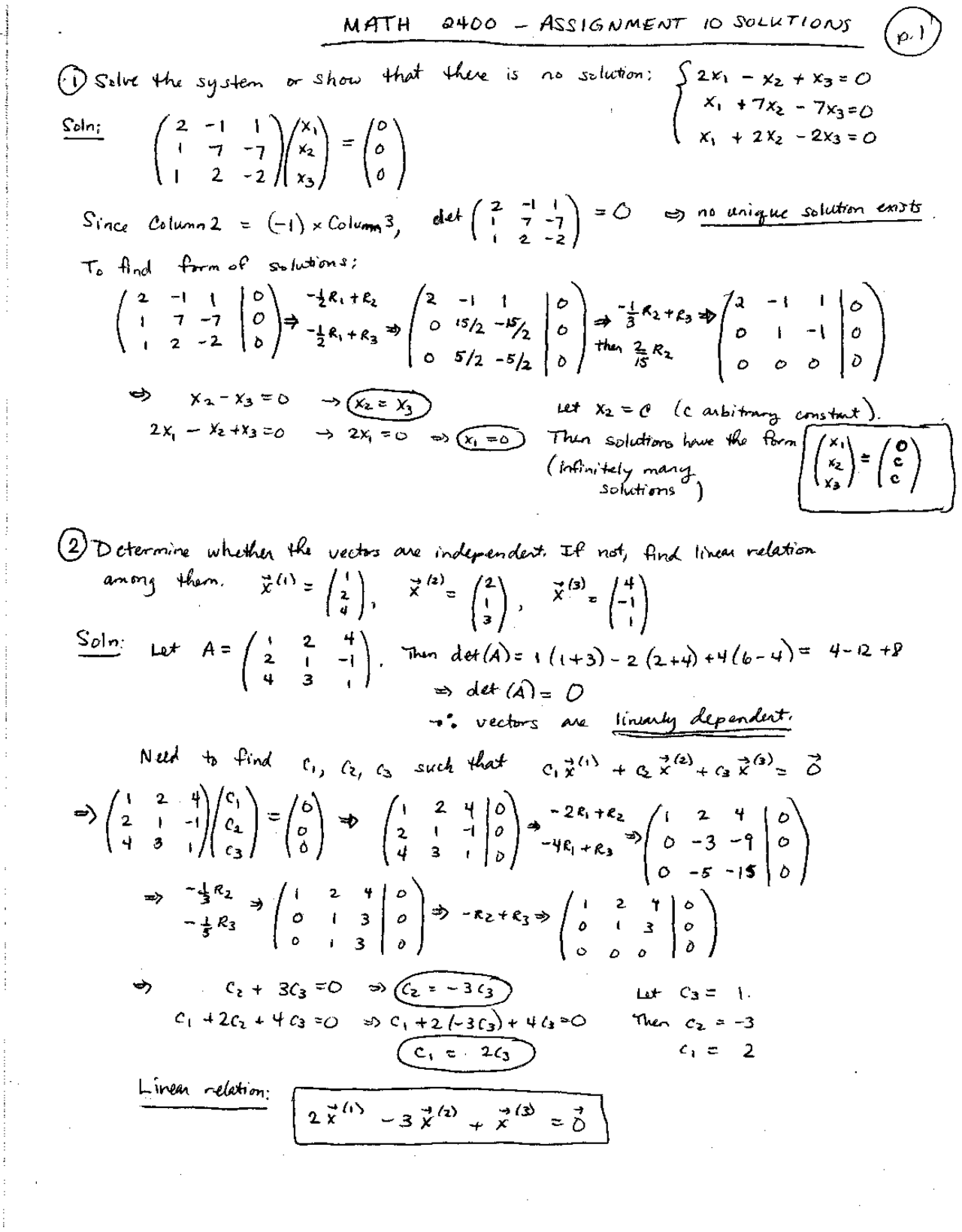 Solutions For Assignment 10 Differential Equations Math 2400 Docsity