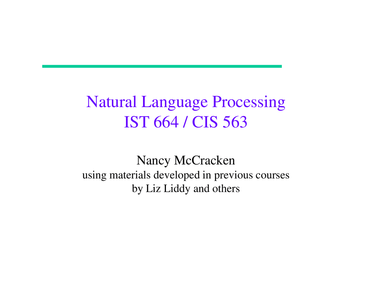 Natural Language Processing Lecture Slides Ist 664 Docsity