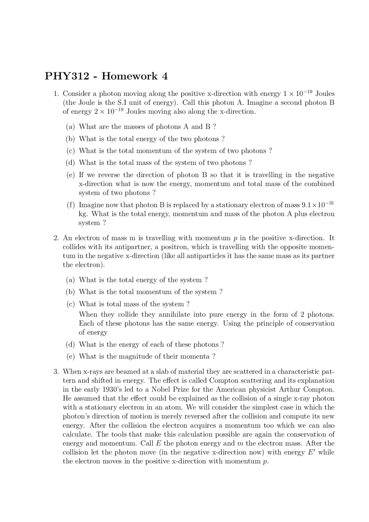 Homework 4 Sample Questions Relativity And Cosmology Phy 312 Docsity