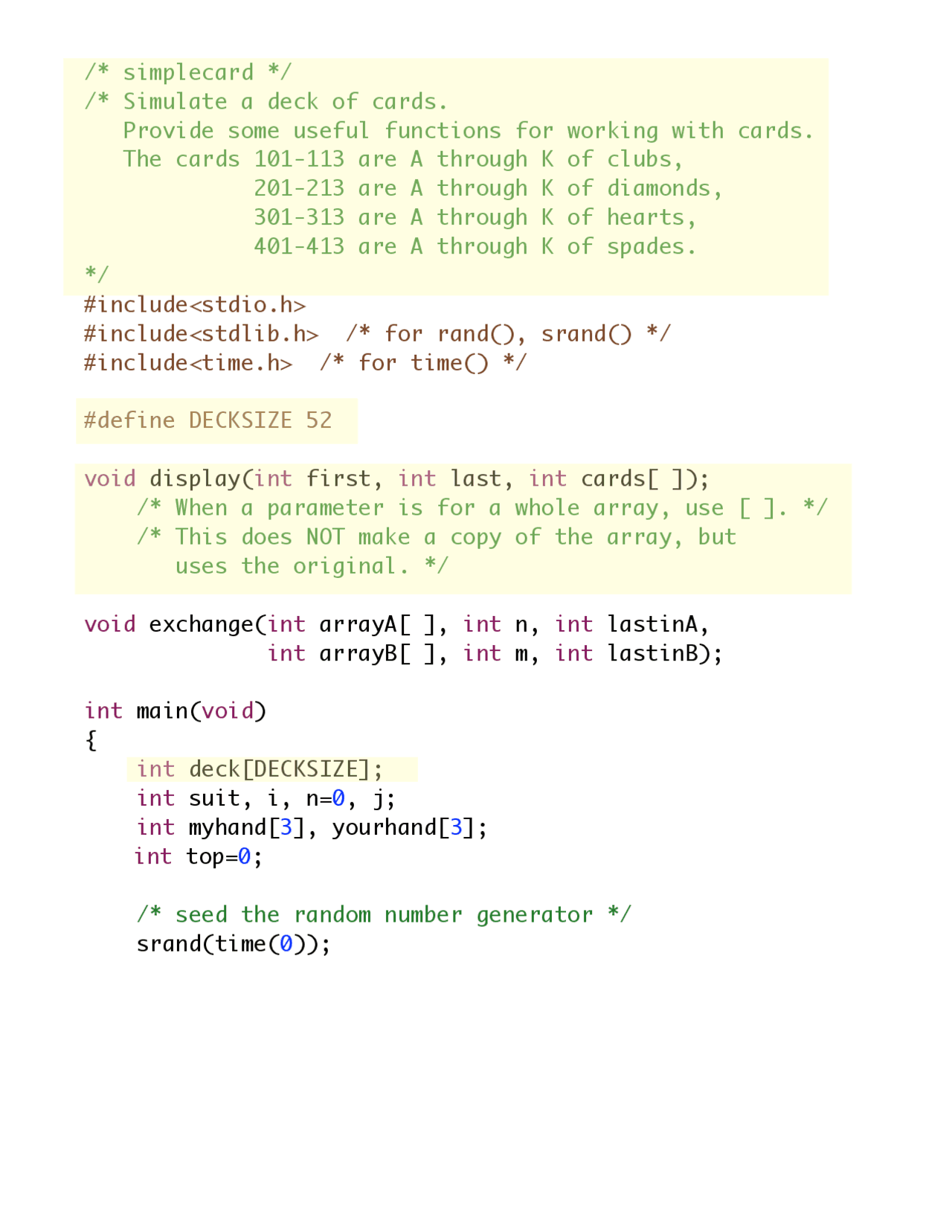 Simulate A Deck Of Cards Introduction To Computing Ecs 102 Docsity