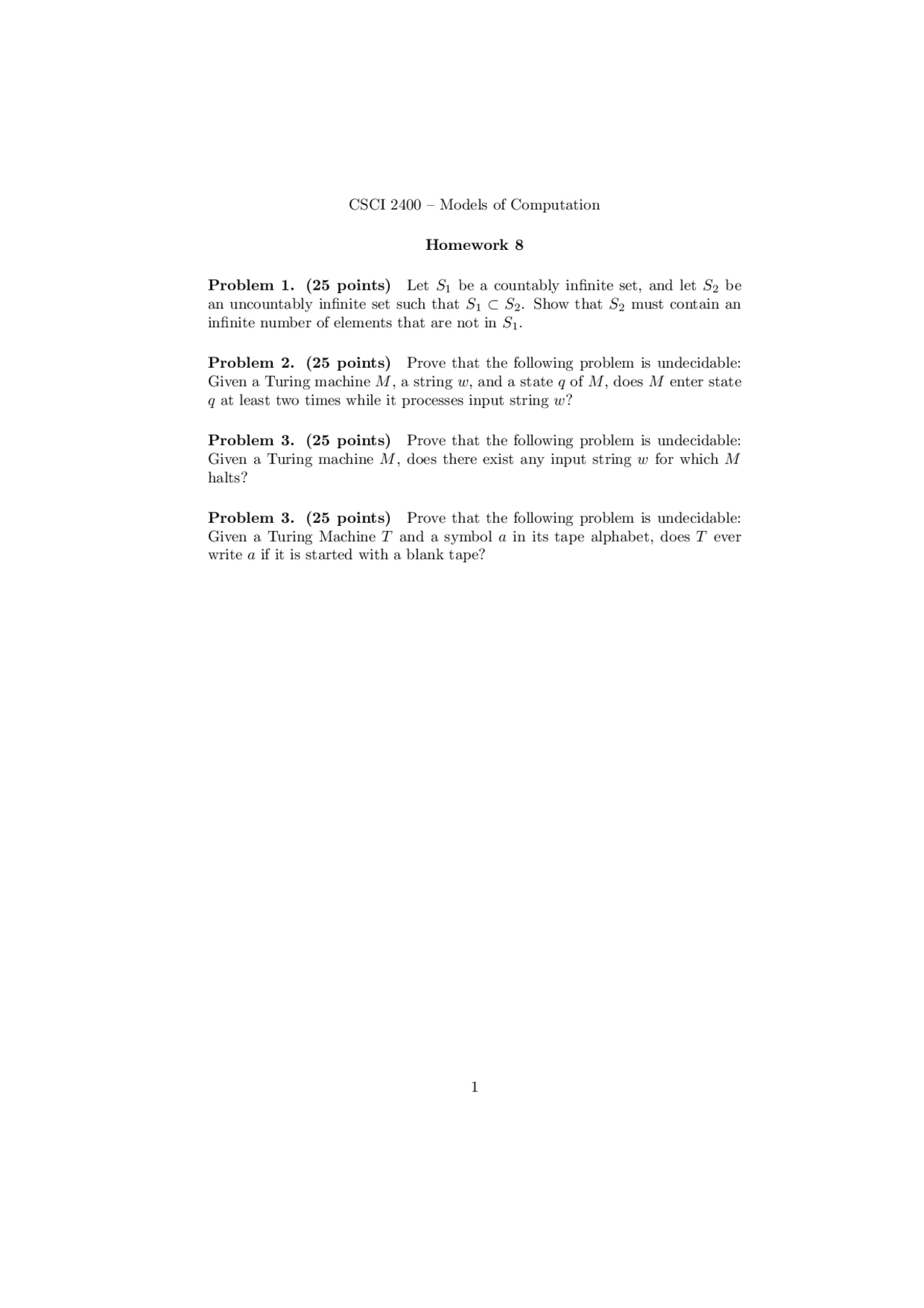 Homework 8 For Models Of Computation Csci 2400 Docsity