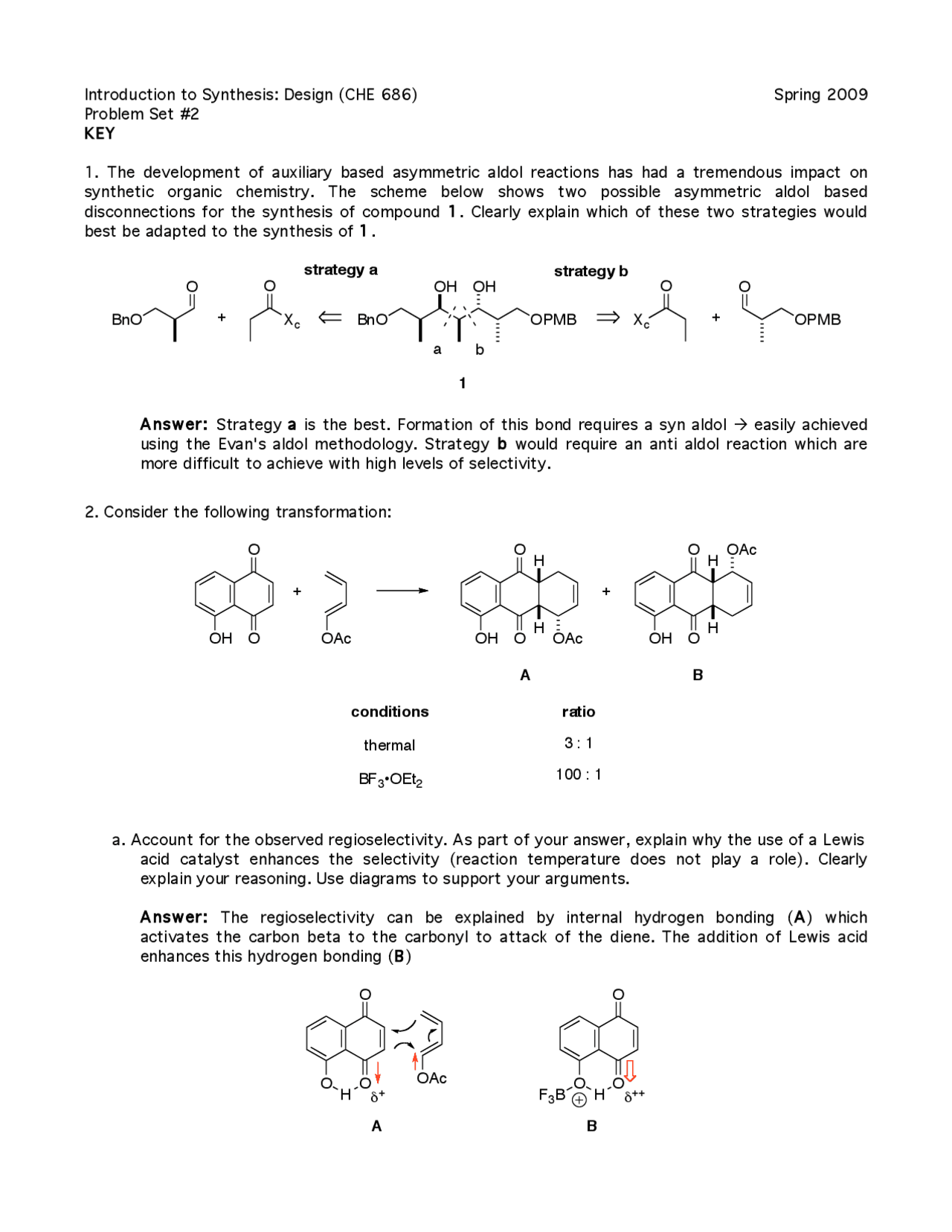 Advanced Organic Synthesis Design Problem Set Ii Solved Che 686