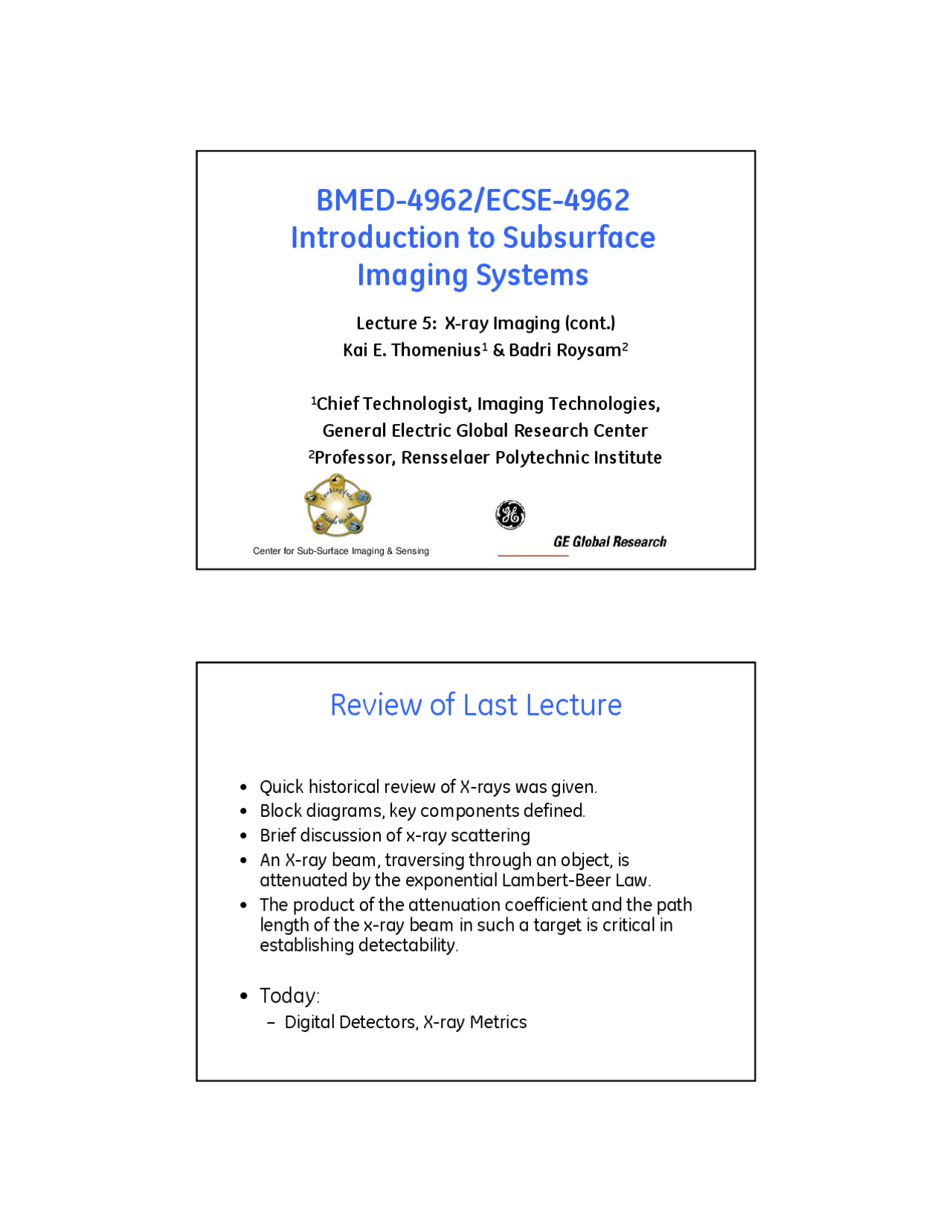 Digital Detector X Rays Metrics Slides Bmed 4962 Docsity
