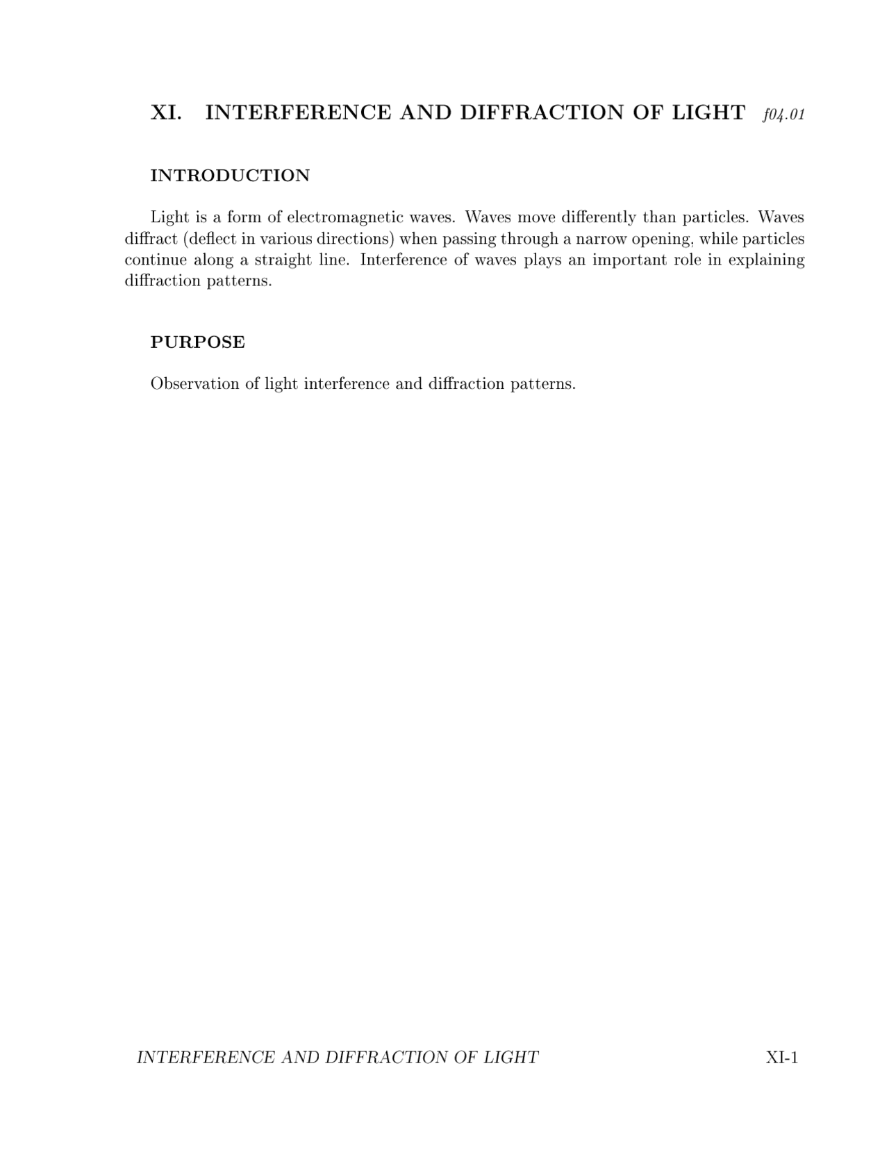Lab for Interference and Diffraction of Light | PHY 222 - Docsity