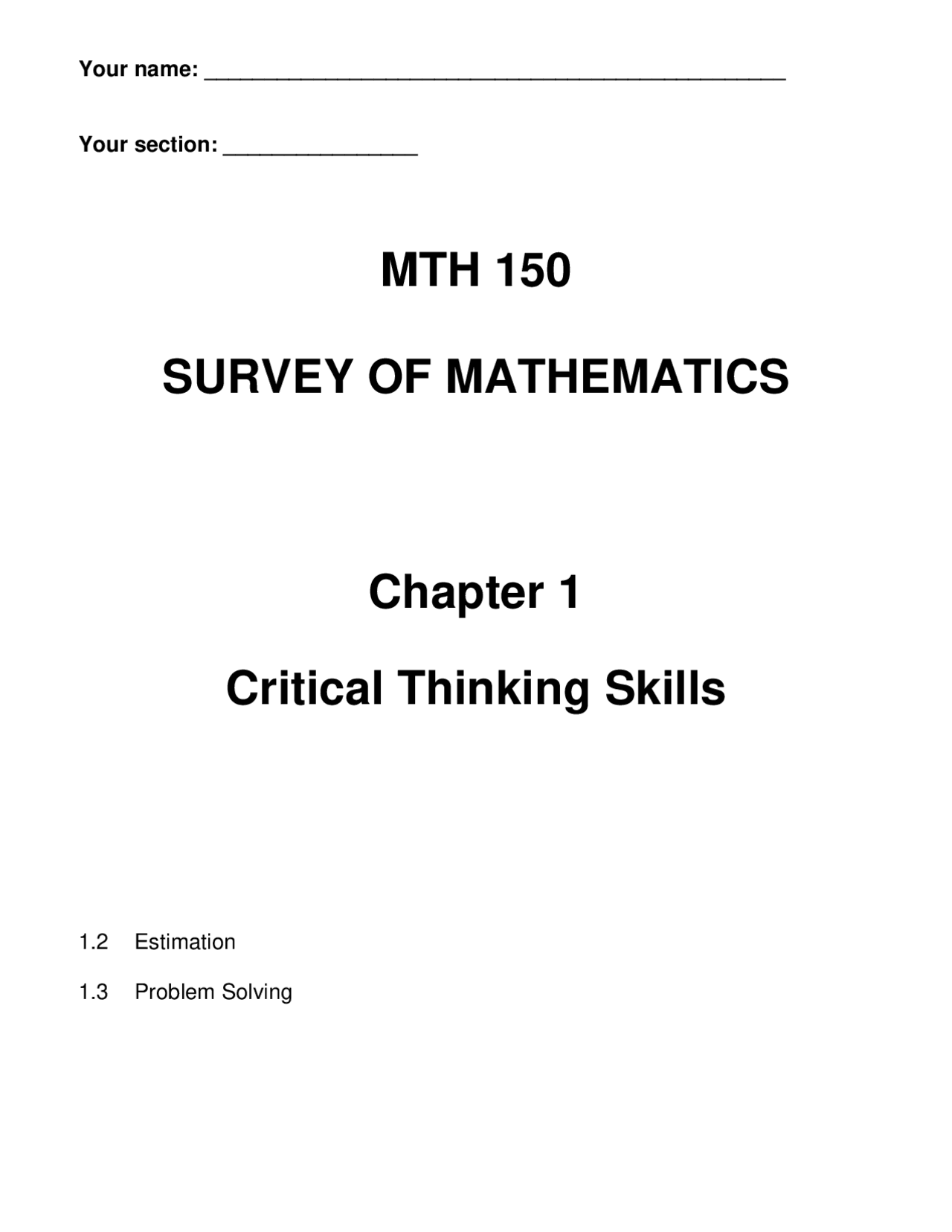Critical Thinking Skills - Survey of Mathematics - Notes | MTH 150 ...