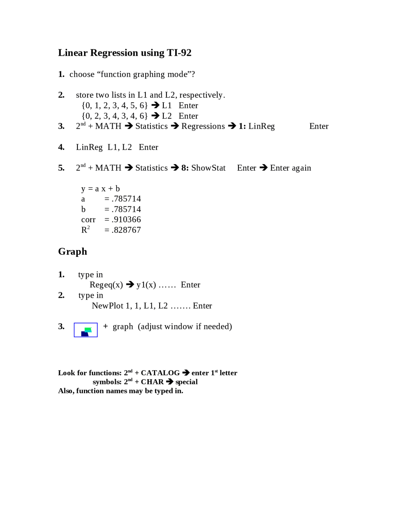 Linear Regression Using Ti 92 Introduction To Statistics Mat 2100 Docsity