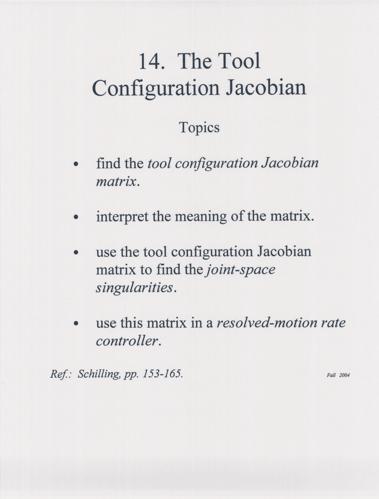 The Tool Configuration Jacobean Lecture Notes Ecse 4490 Docsity