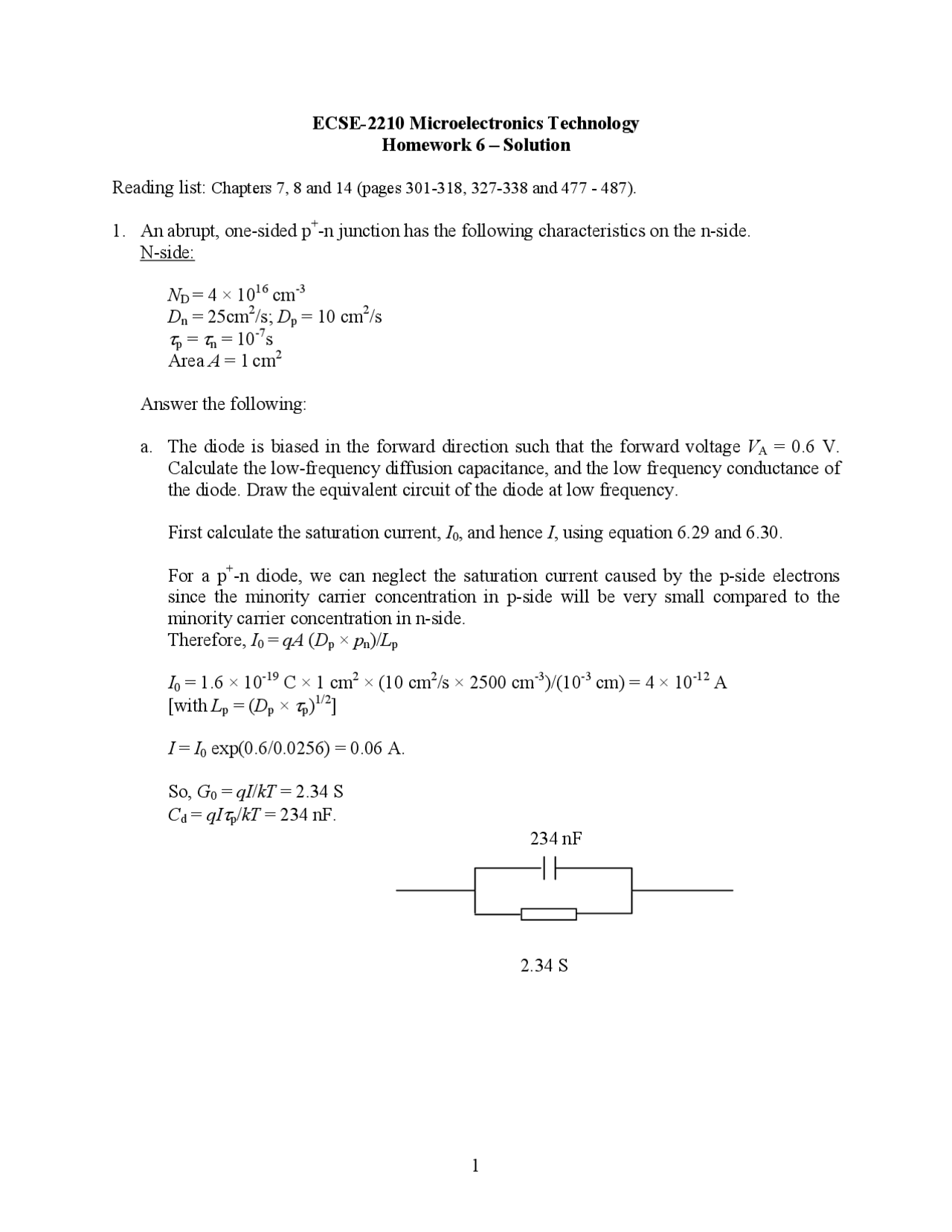 Homework Solved Questions Microelectronics Technology Ecse 2210
