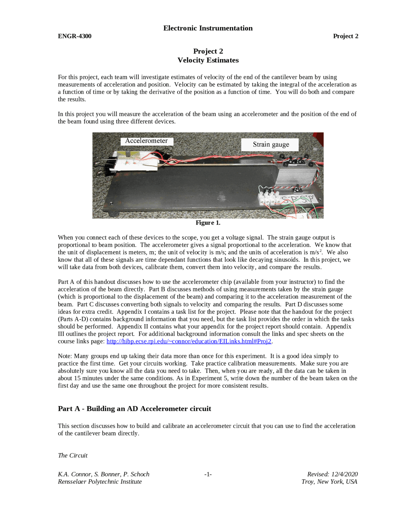 Project 2 Velocity Estimates Electronic Instrumentation Engr 4300