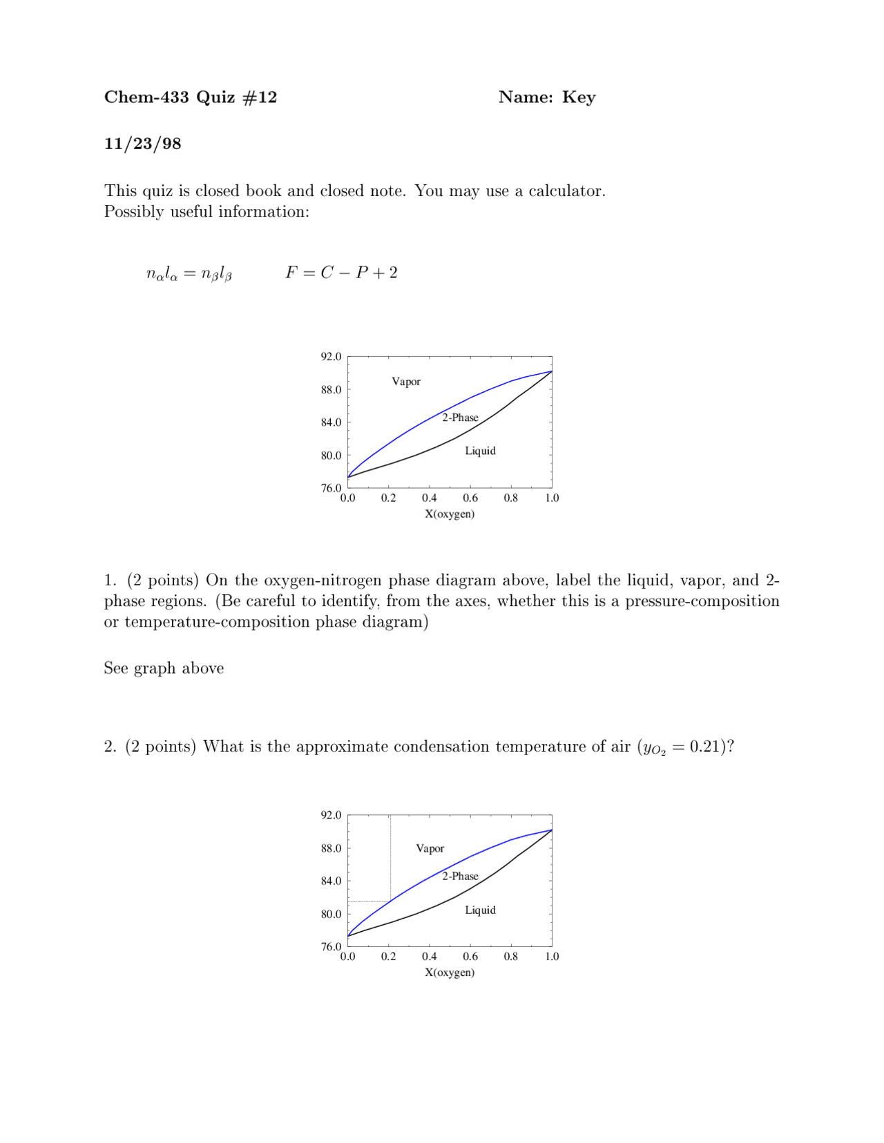 Quiz 12 Answers Key Physical Chemistry I Chem 433 Docsity
