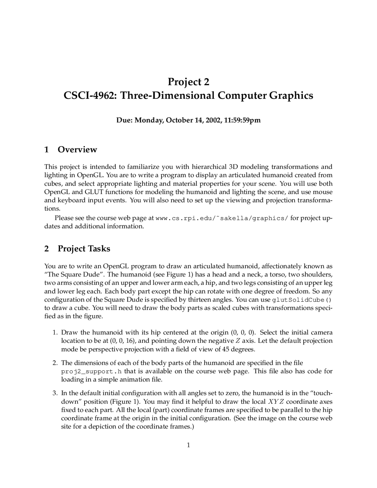 3D Modeling Transformation and Lighting OpenGL - Project Report 2 | CSCI 4962 - Docsity