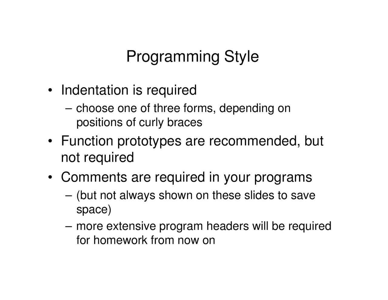 Programming Style Indentation Style Lecture Notes Cps 196 Docsity